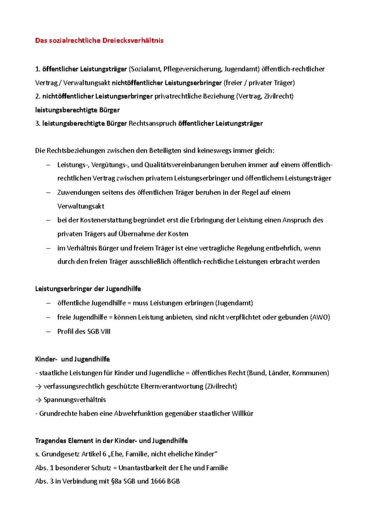 SGB VIII - Jugendamt - Zusammenfassung Recht - Warning: TT: undefined function: 22 Das - Studocu
