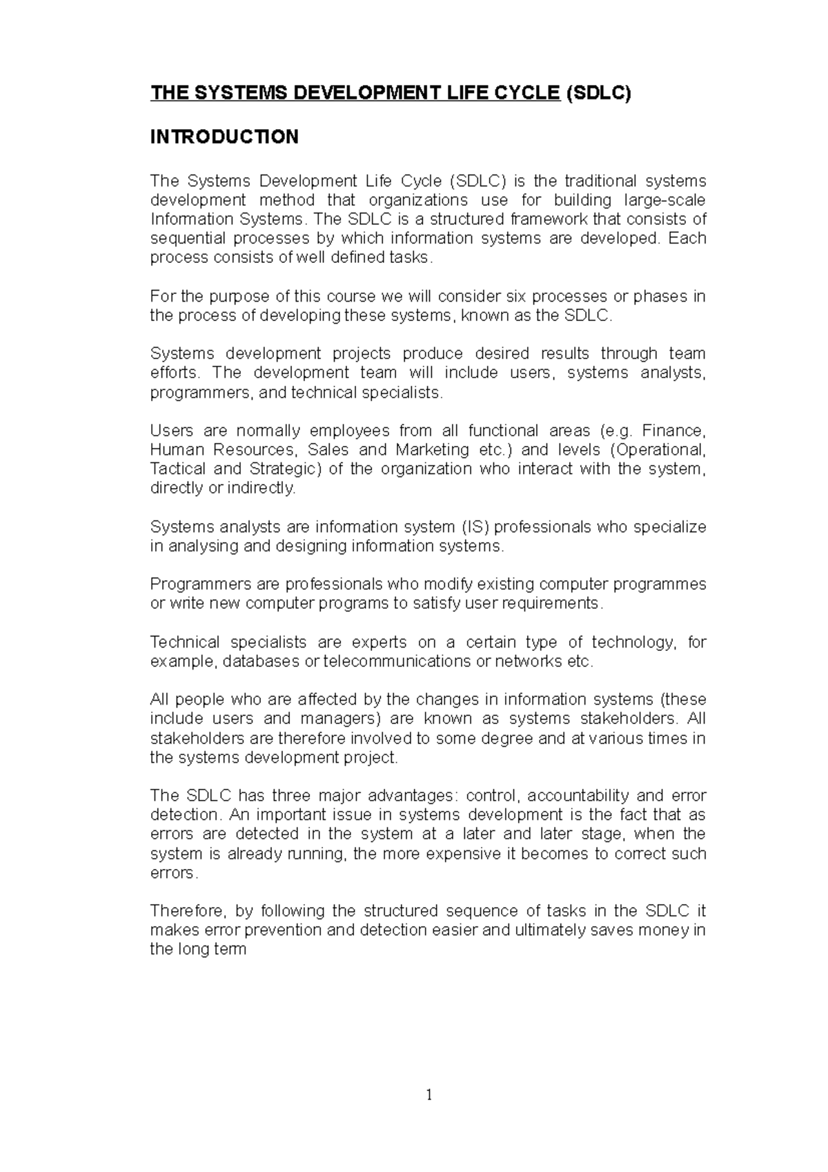 SDLC 2019 additional notes revised - THE SYSTEMS DEVELOPMENT LIFE CYCLE ...