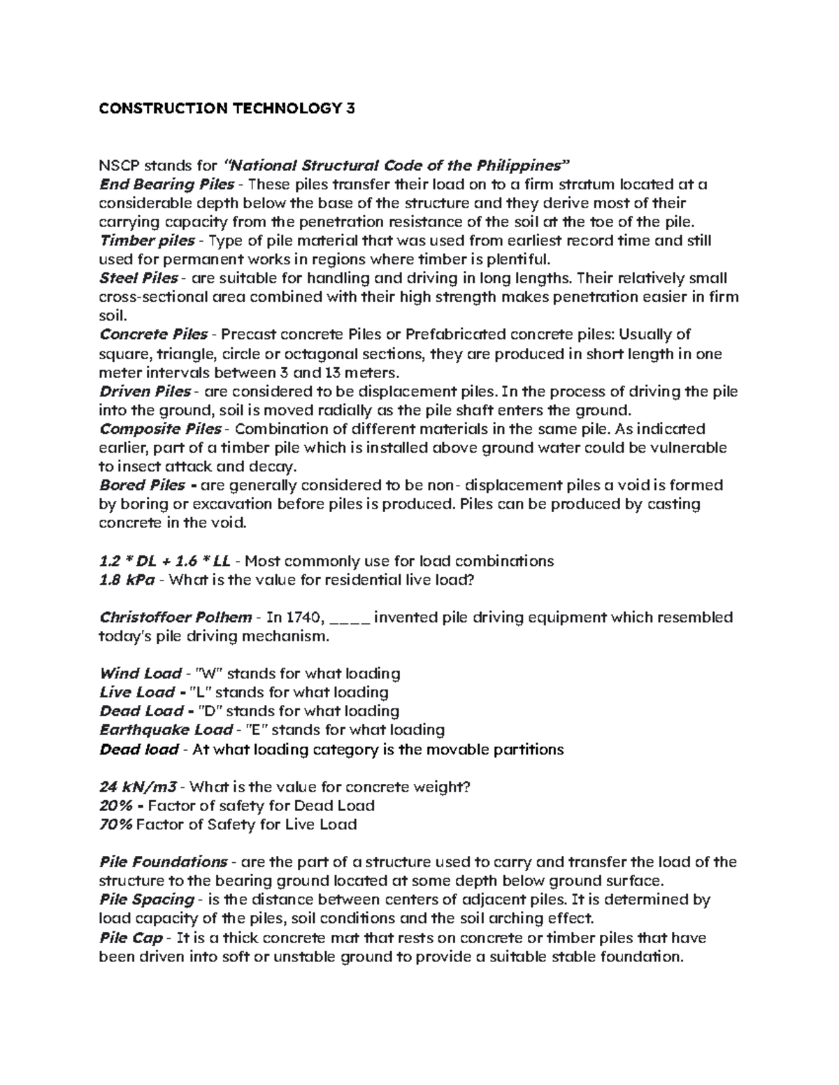 CT3,SD,CMPM - CT3,SD,CMPM - CONSTRUCTION TECHNOLOGY 3 NSCP stands for “National Structural Code ...