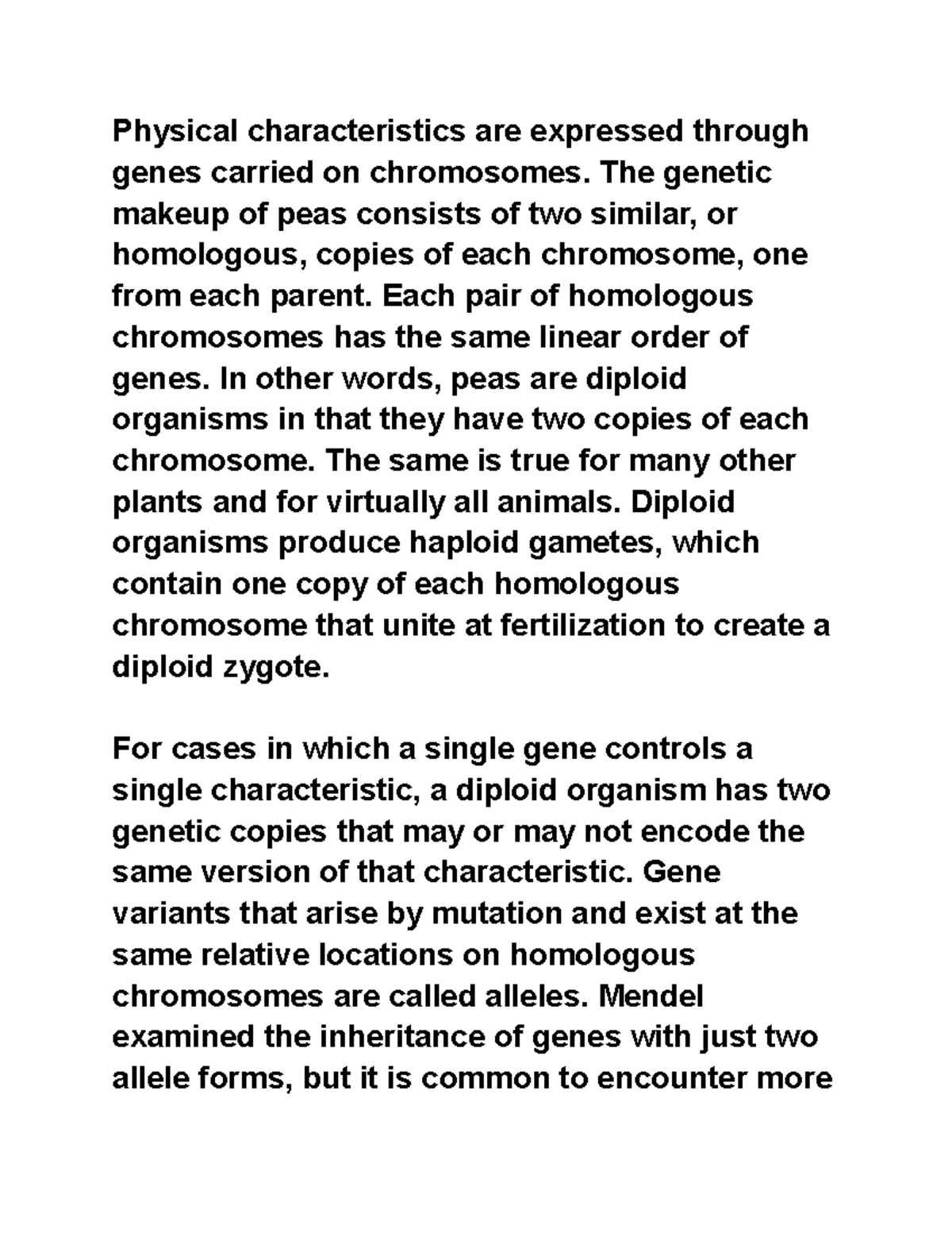 BIOL 1345 Module 10 Characteristics and Traits - Physical ...