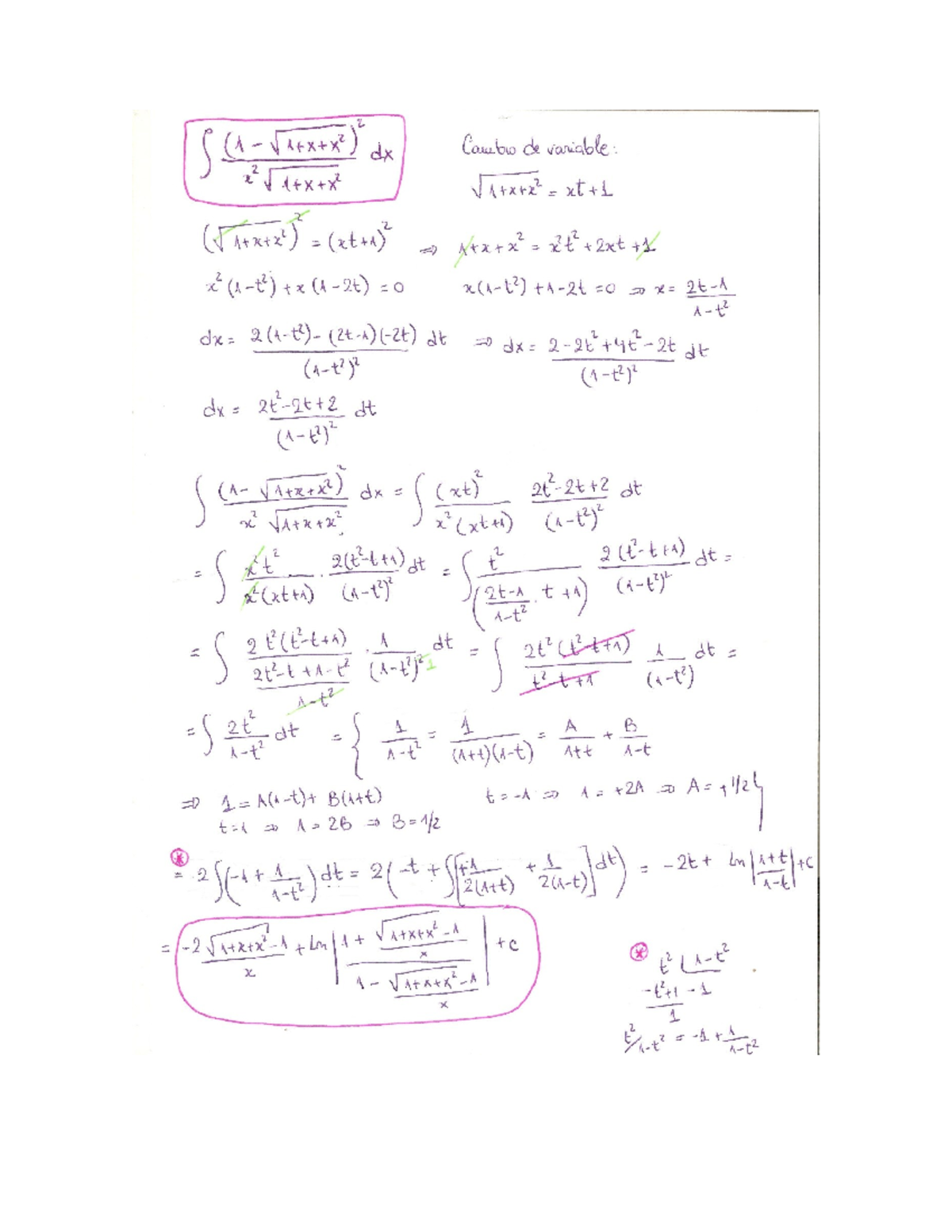 Calculo dif e int2 - practicas - Calculo diferencial e integral - dx Cambio de variable x2 1 ...