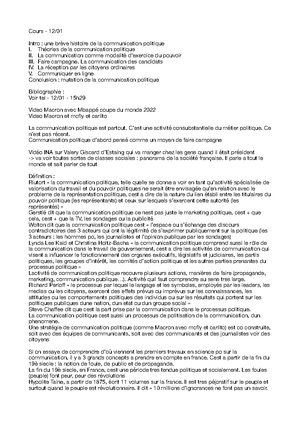 Cours com politique - INTRODUCTION à la Communication politique ...