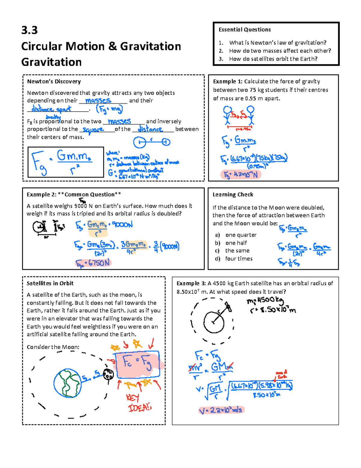 Unit 3 Gravitational Notes 1 - 3. Circular Motion & Gravitation ...