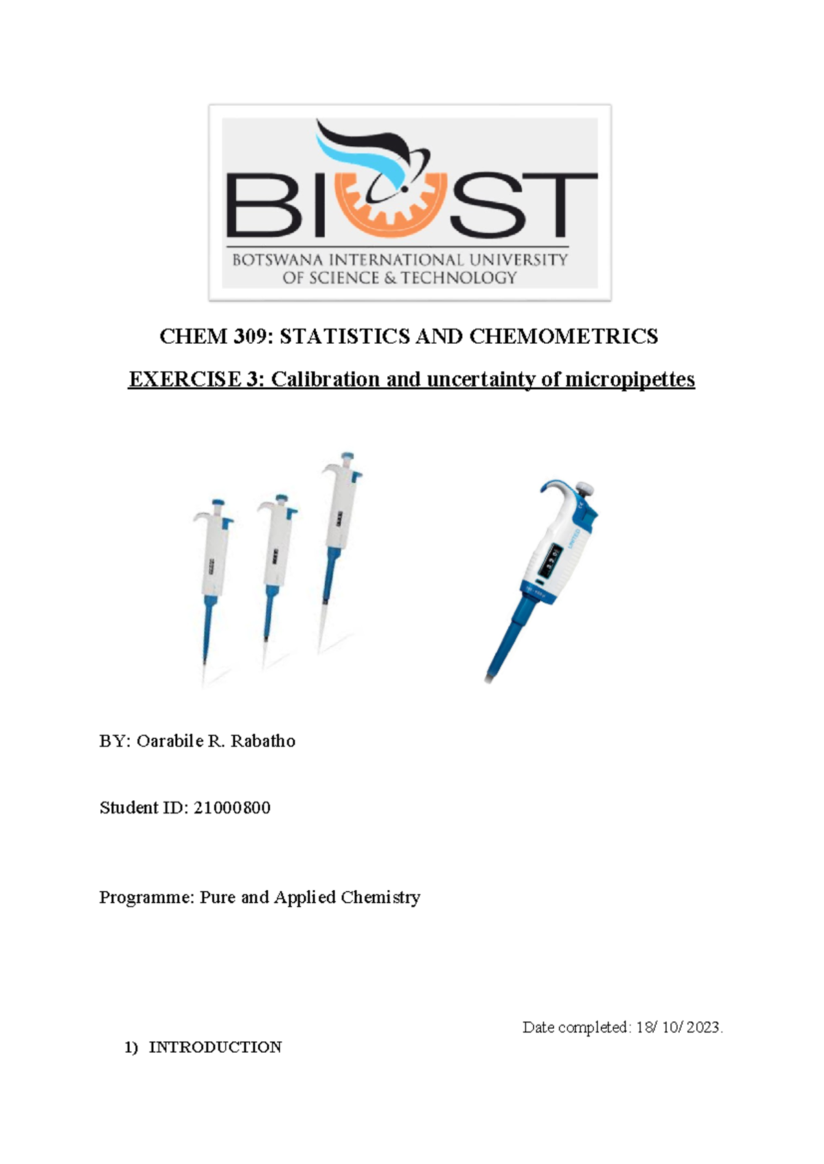 Rabatho DAY 3 - USED FOR PRECISION - CHEM 309: STATISTICS AND ...