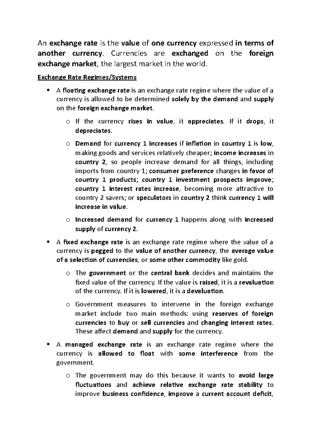 4. Exchange Rates - Lecture notes 4 - An exchange rate is the value of ...