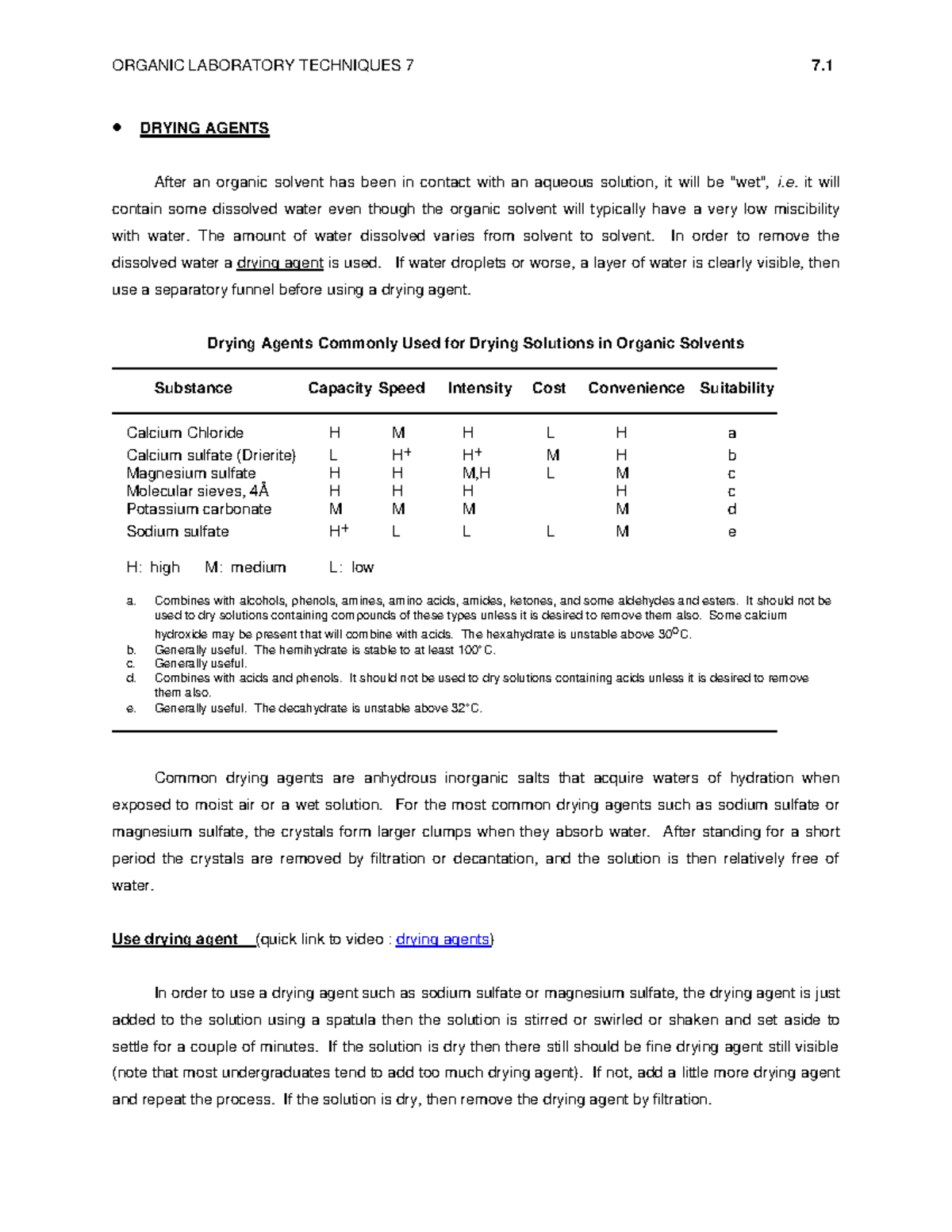 Drying agents - ORGANIC LABORATORY TECHNIQUES 7 7. DRYING AGENTS After ...