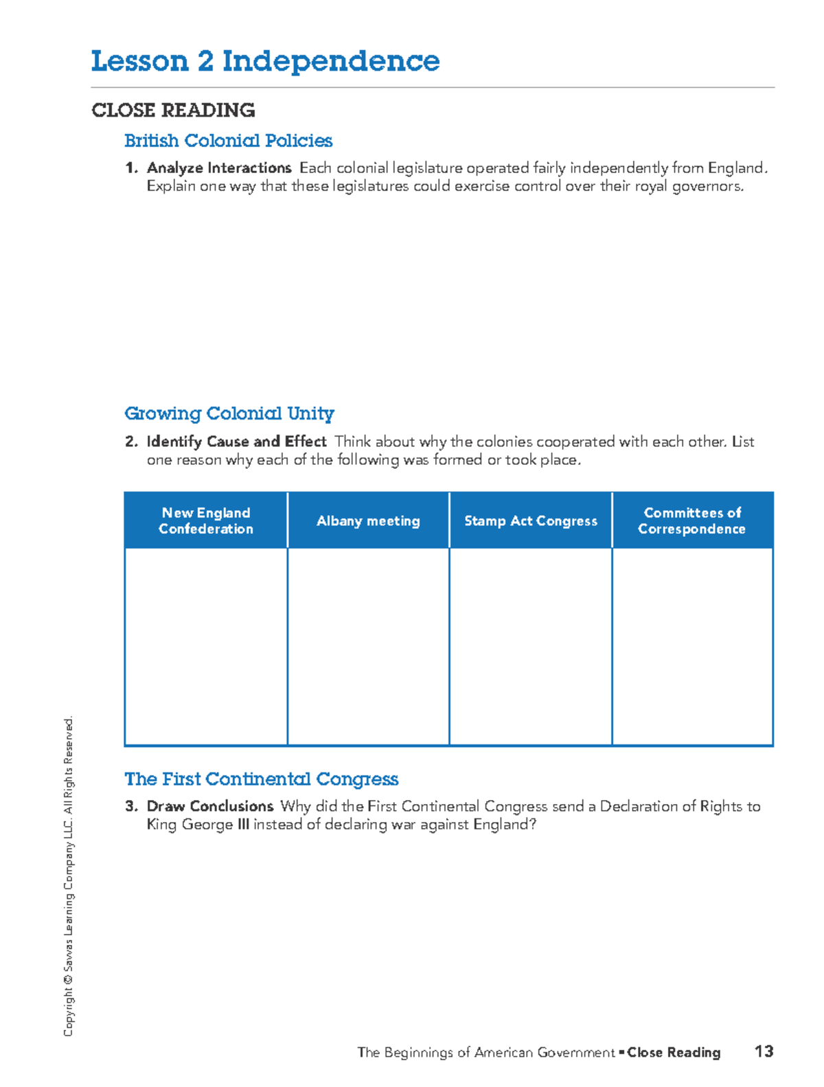 Primary Source and Reading Guide Independence - Lesson 2 ...