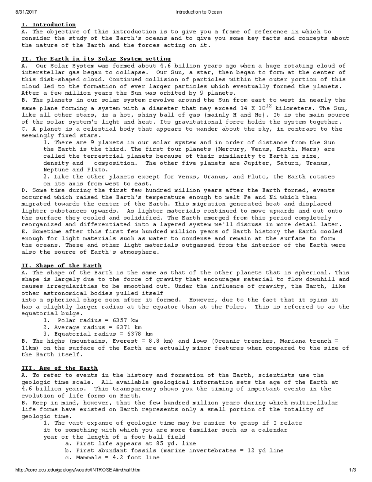 Introduction to Ocean - Introduction A. The objective of this ...