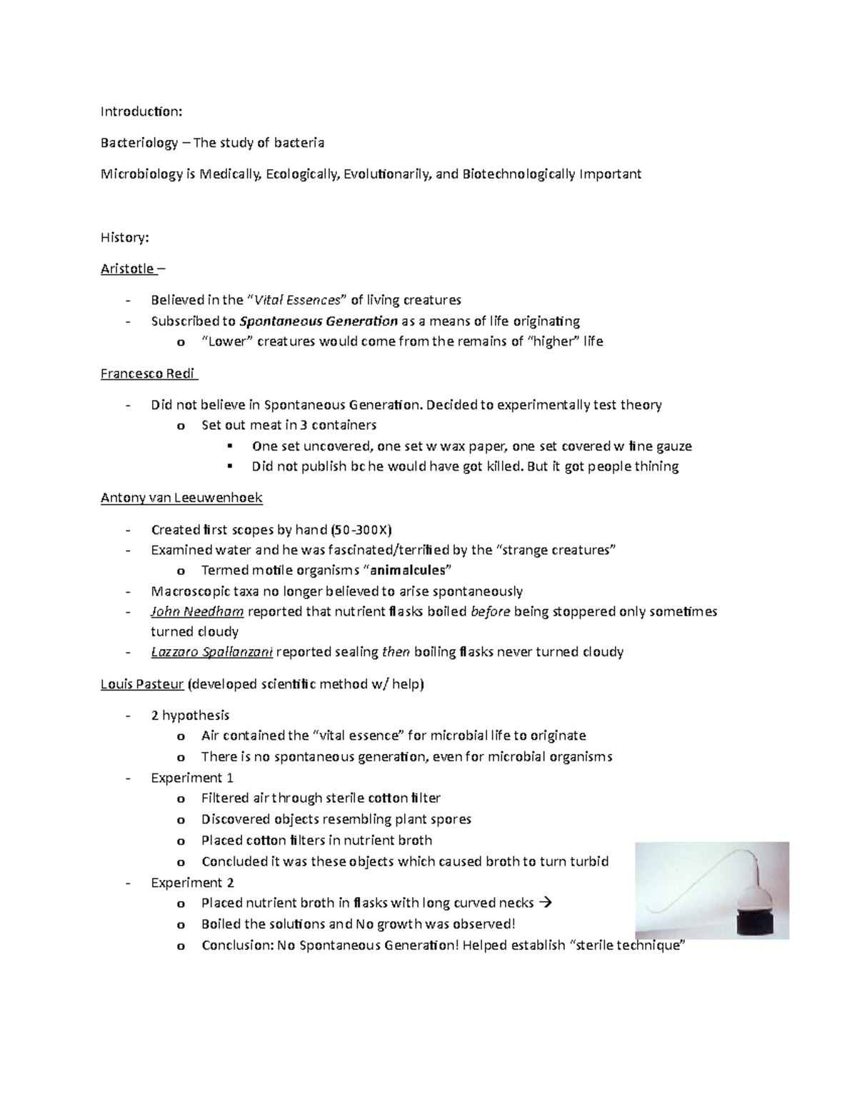 Microbial Exam 1 Notes Pt1 - Introduction: Bacteriology The study of ...
