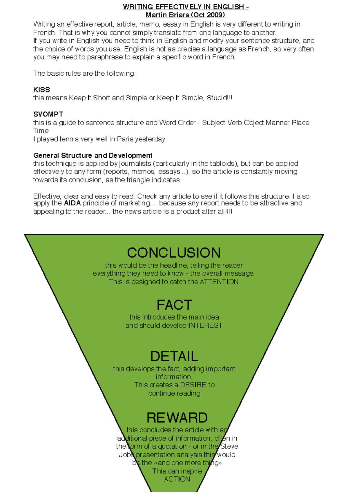 Writing Tips - Résumé English - apply the AIDA principle of marketing ...