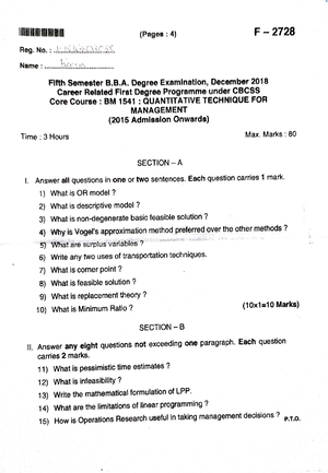 Entrepreneurship Development Previous Question Paper BM 1441 E-3563 ...
