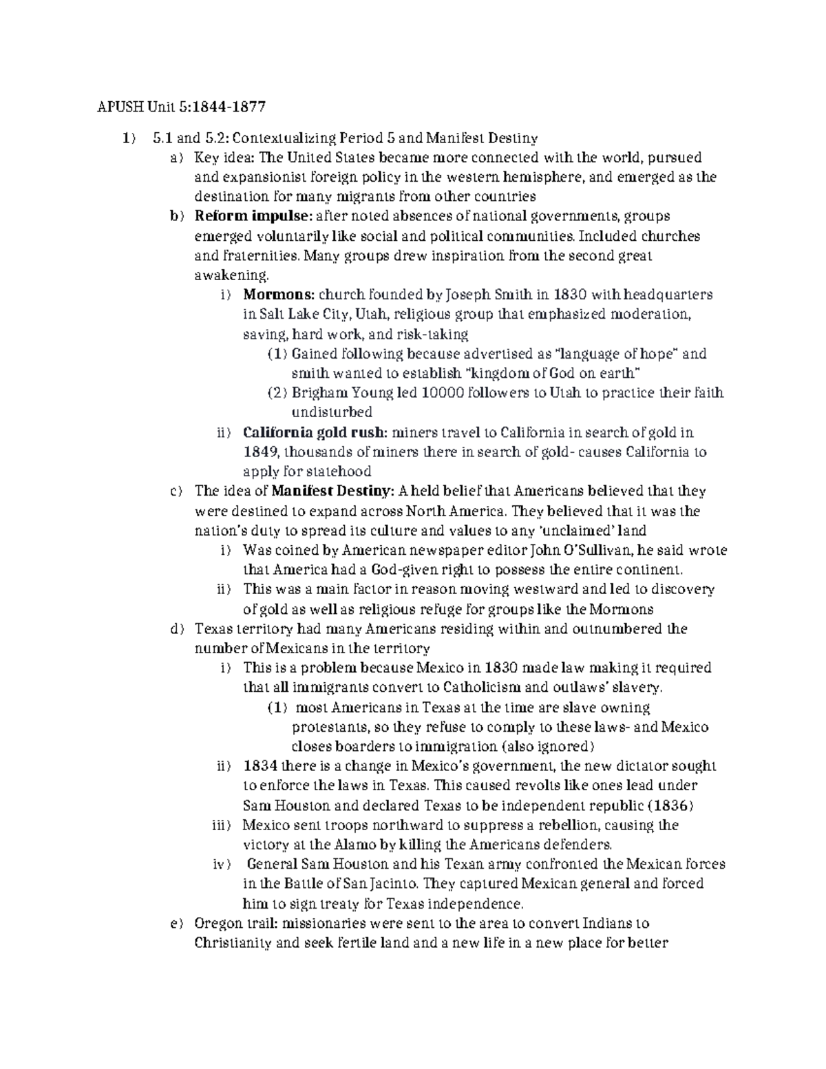 Document 1 - unit 5 breakdoen - APUSH Unit 5:1844- 1) 5 and 5 ...