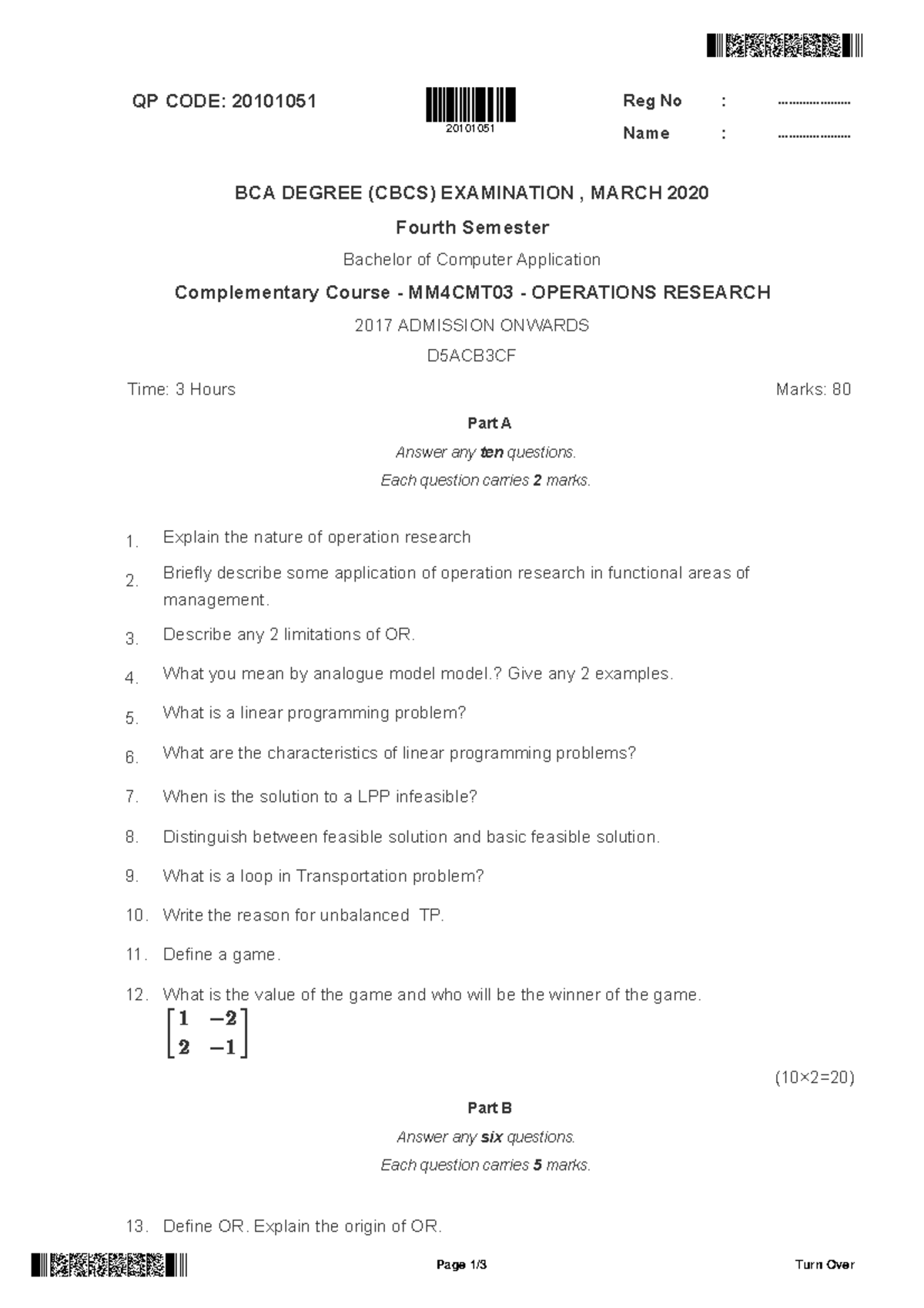 OR2020 - Operating Systems previous year question paper 2019 MG ...