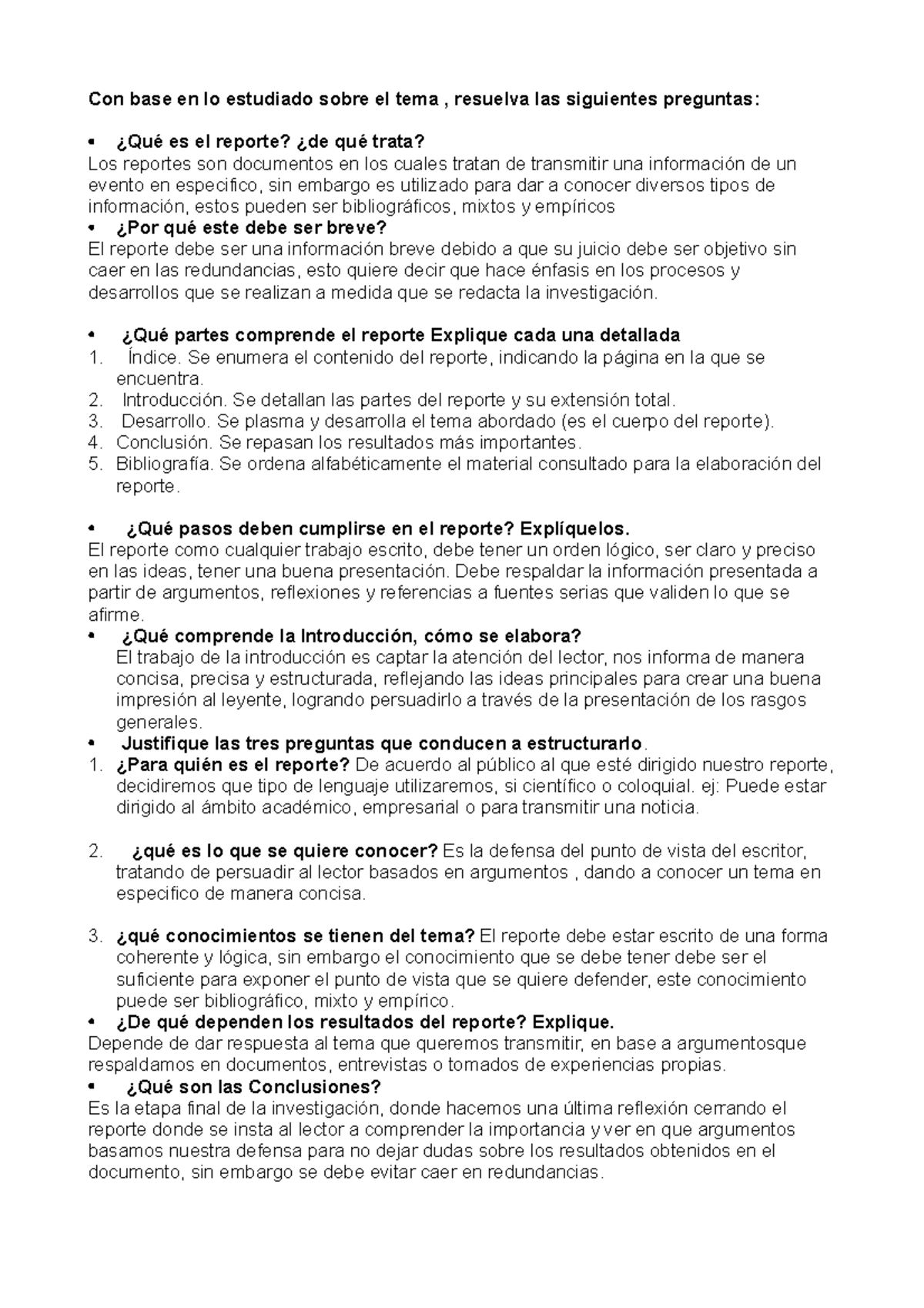 Reporte - Con base en lo estudiado sobre el tema , resuelva las ...