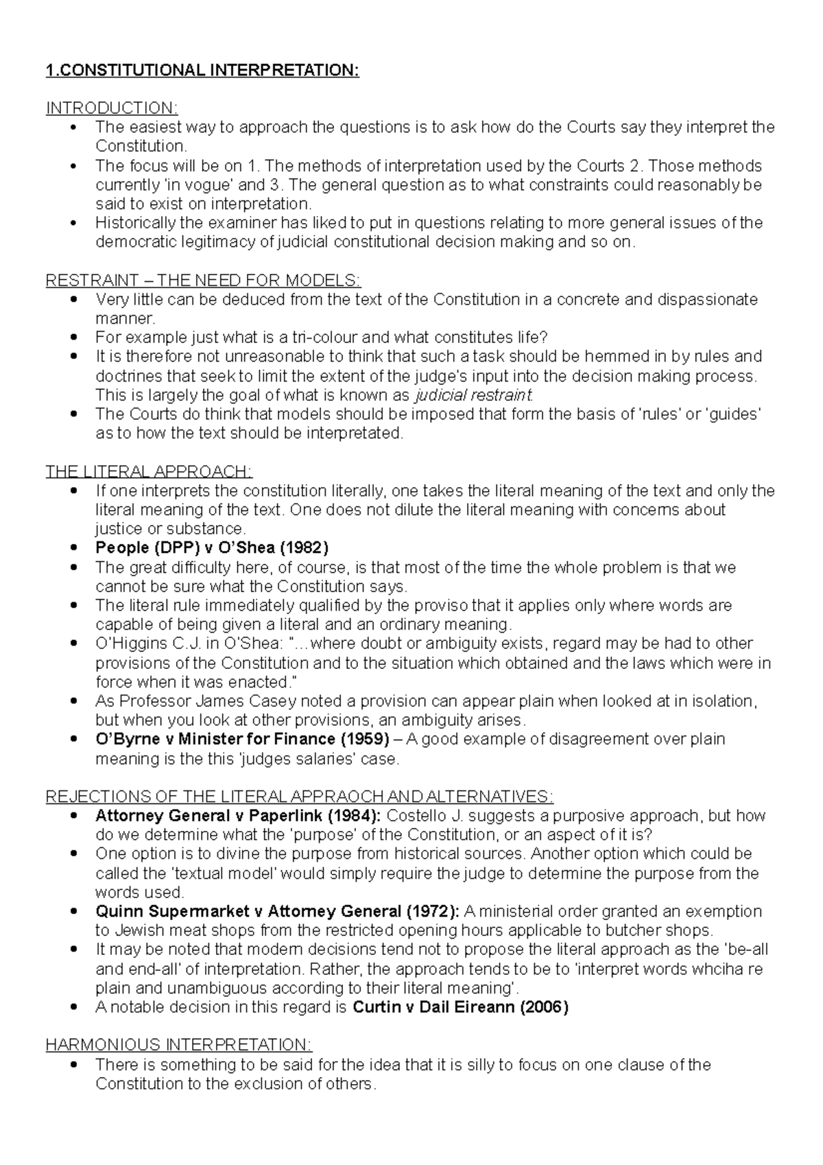 1 Constitutional Interpretation - 1 INTERPRETATION: INTRODUCTION: The ...