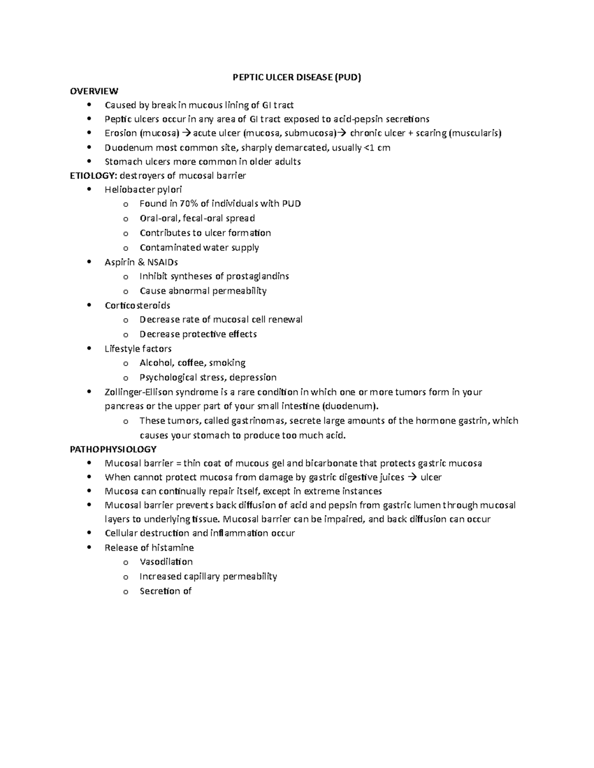 Peptic Ulcer Disease - nursing - PEPTIC ULCER DISEASE (PUD) OVERVIEW ...