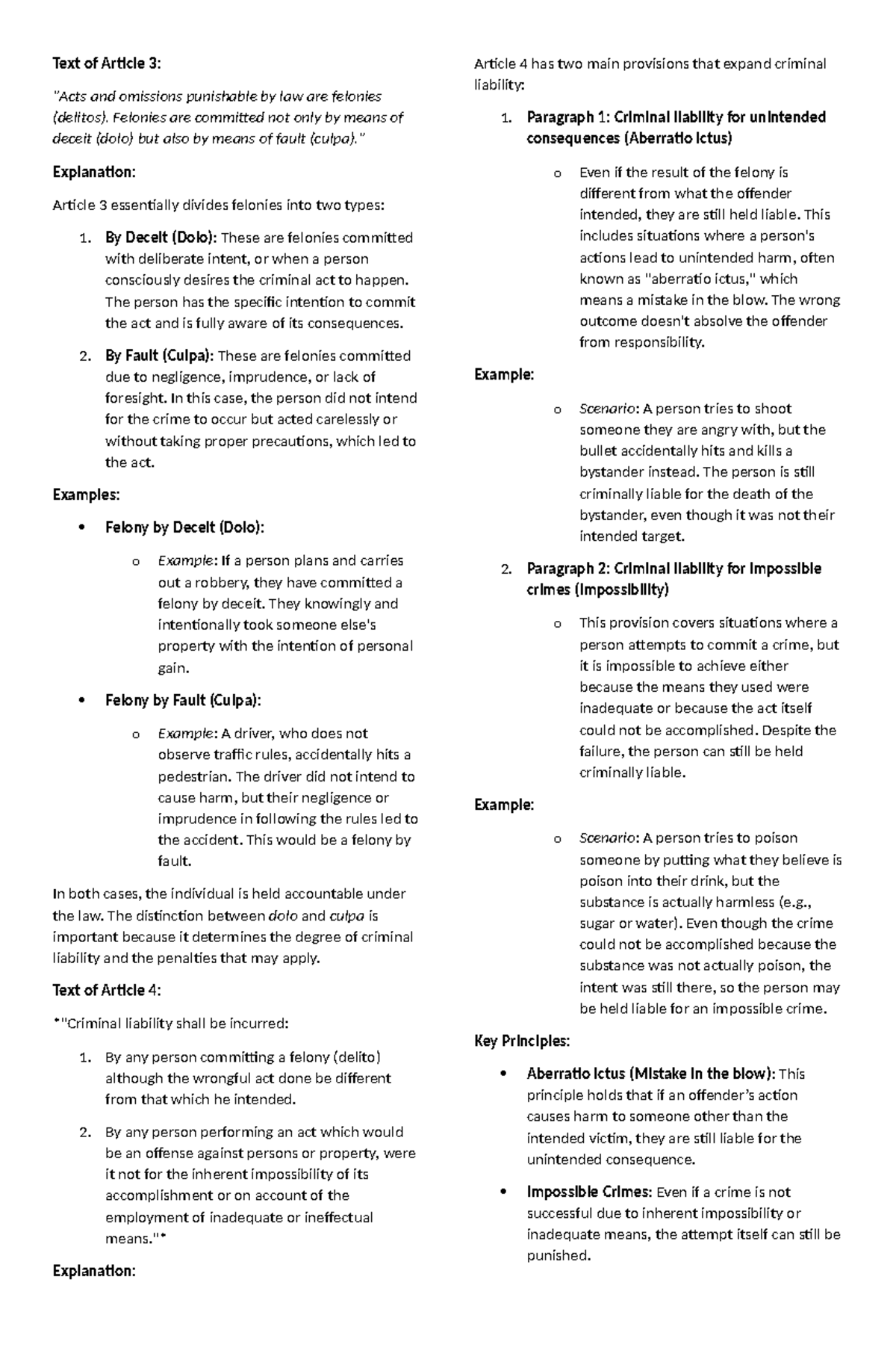 Notes on Codal Revise Penal Code - Text of Article 3: "Acts and ...