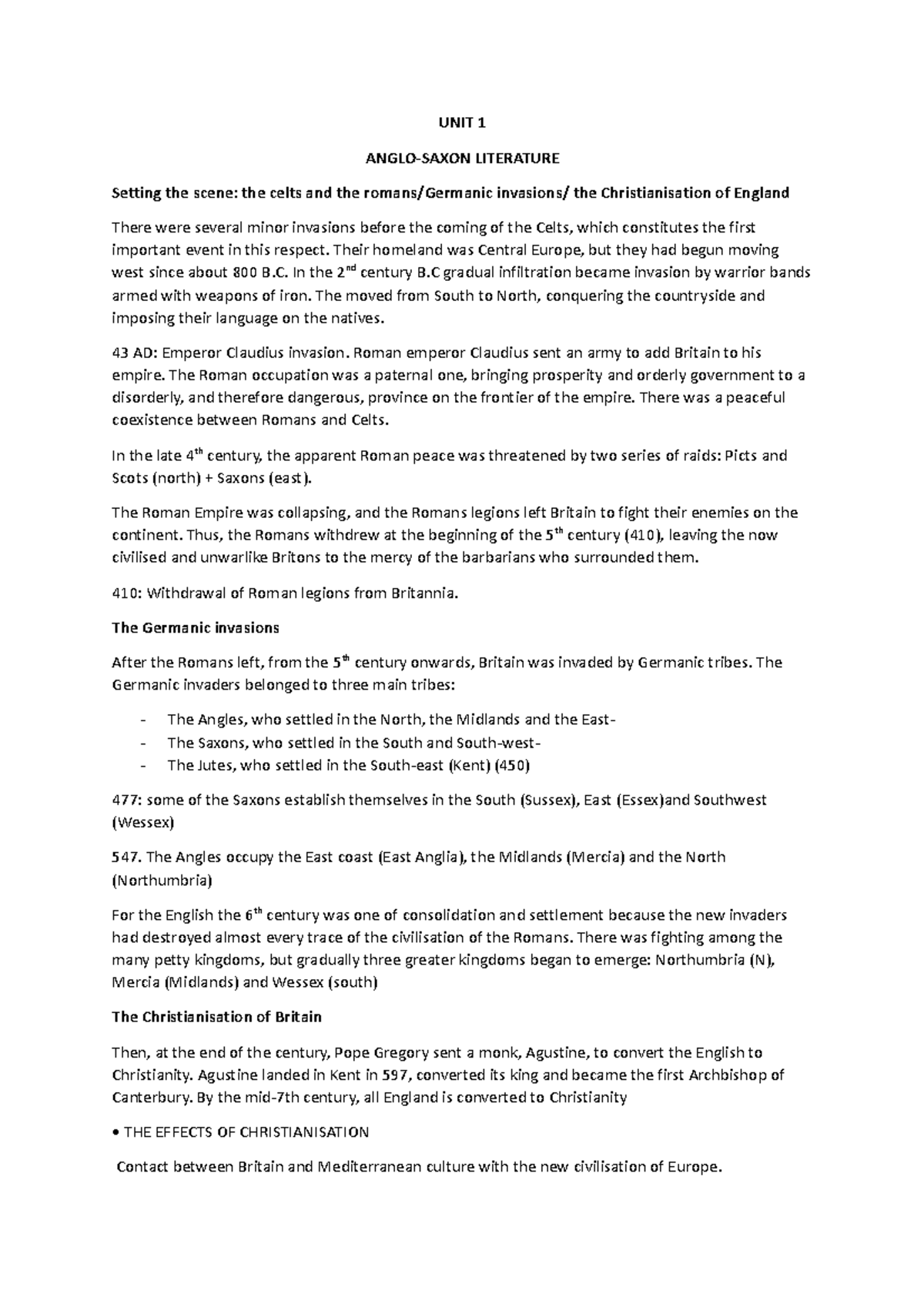 Literatura inglesa - todo el temario - UNIT 1 ANGLO-SAXON LITERATURE ...