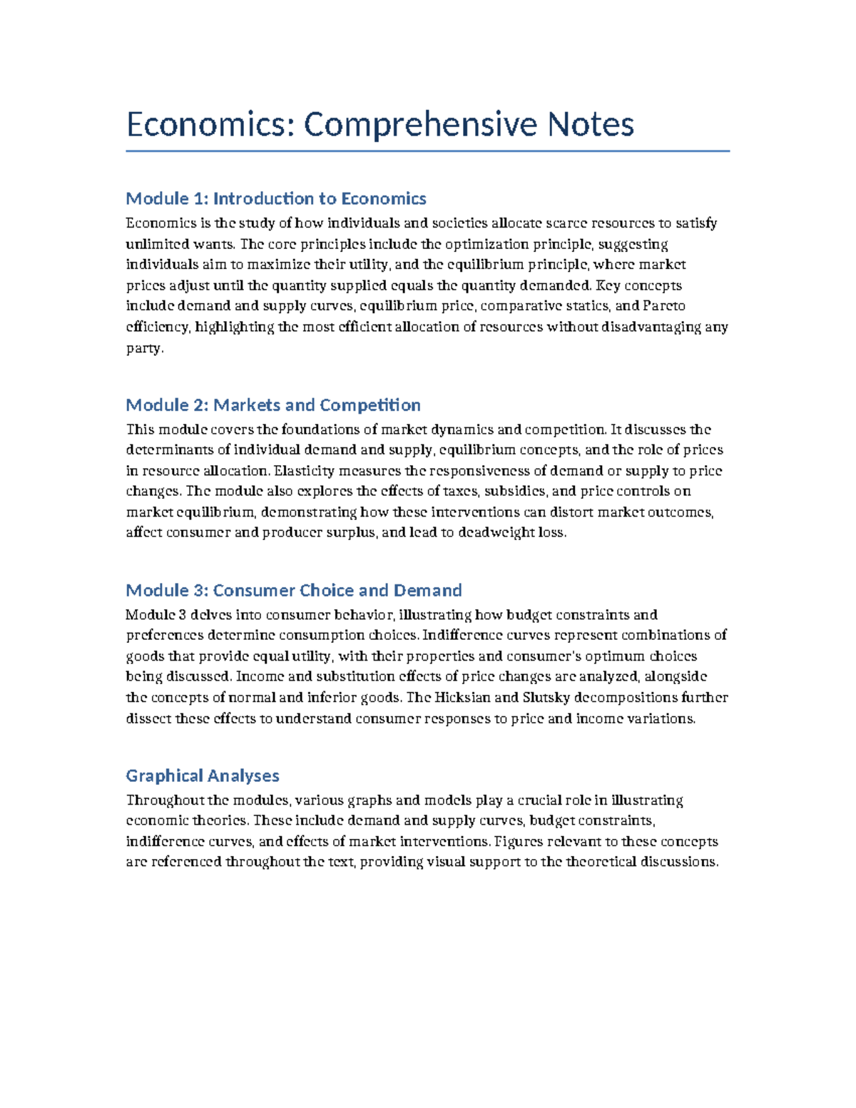 Economics Comprehensive Notes - Economics: Comprehensive Notes Module 1 ...