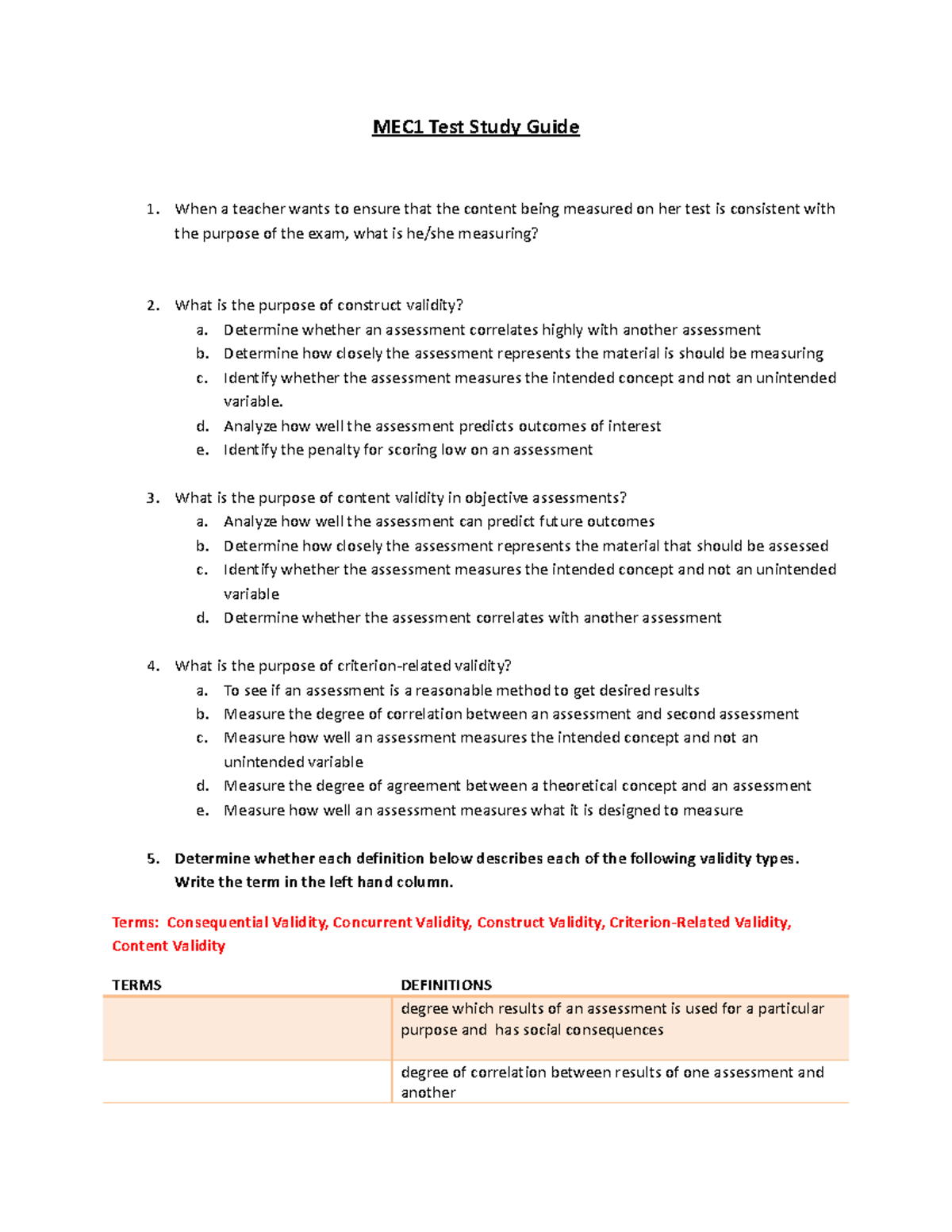 MEC1 Test Study Guide - MEC1 Test Study Guide When a teacher wants to ...