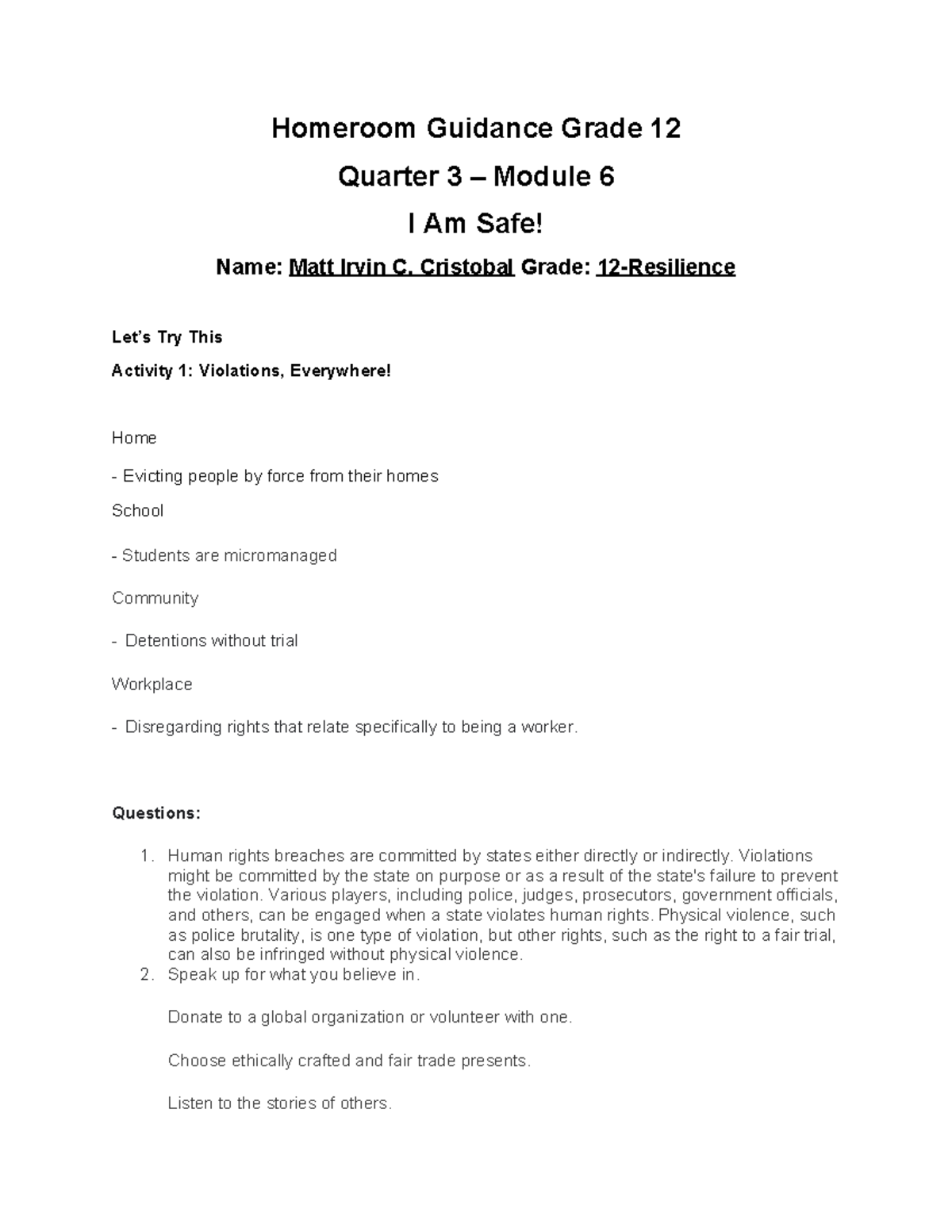 Homeroom Guidance Grade 12(M6) - Homeroom Guidance Grade 12 Quarter 3 ...
