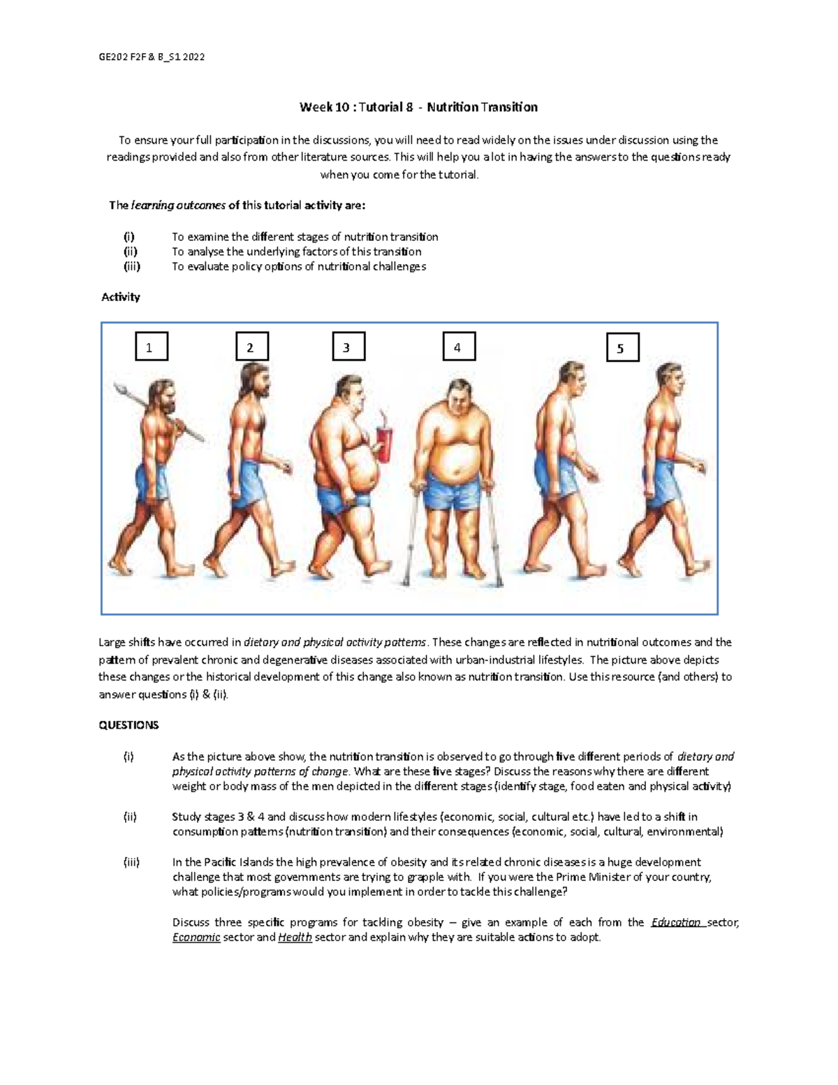 Tutorial 8 Nutrition Transition - GE202 F2F & B_S1 2022 Week 10 ...