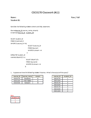 Introduction to Database Systems - csci3170 - CUHK - Studocu