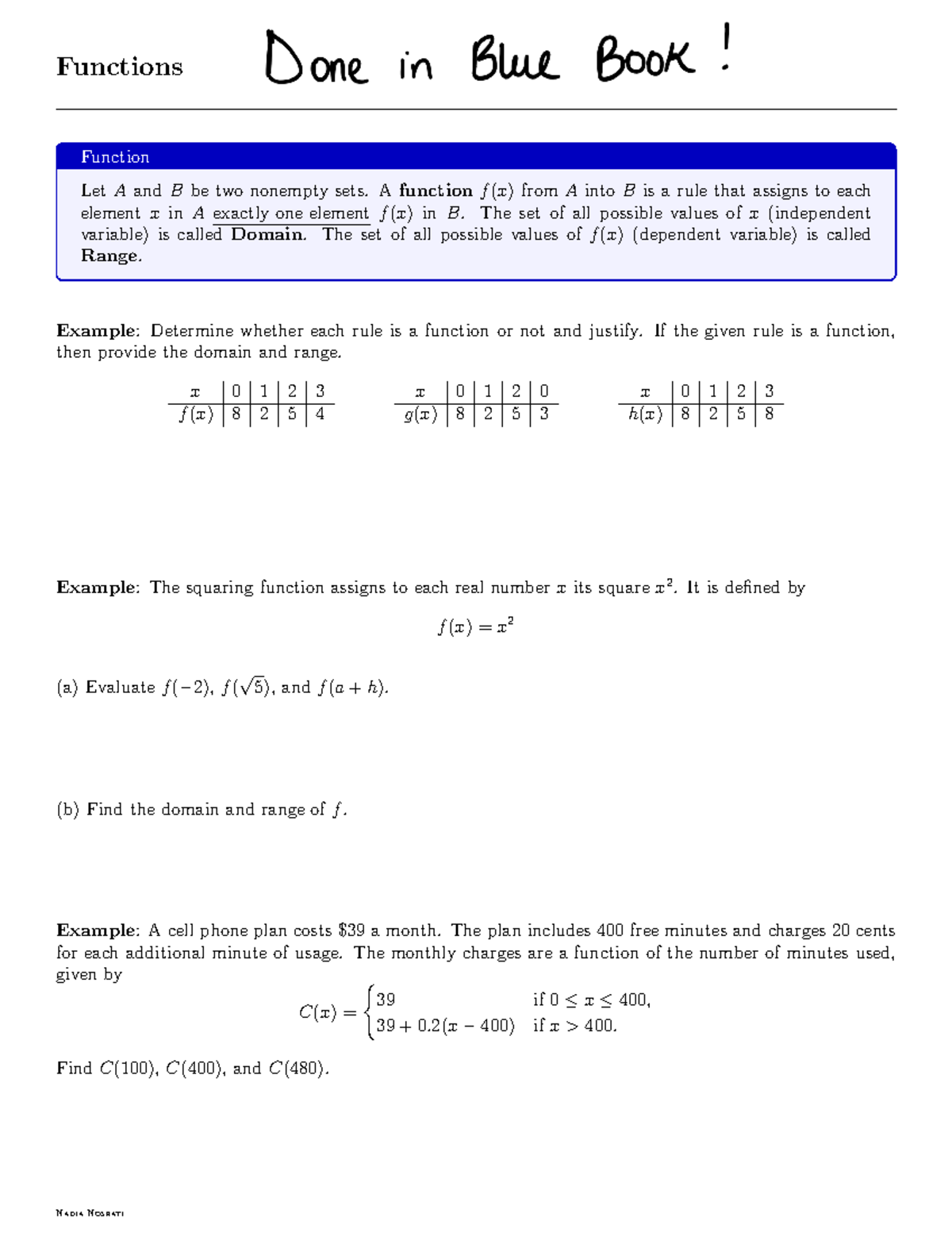 Chapter 1 - ... - Functions Function Let A and B be two nonempty sets ...