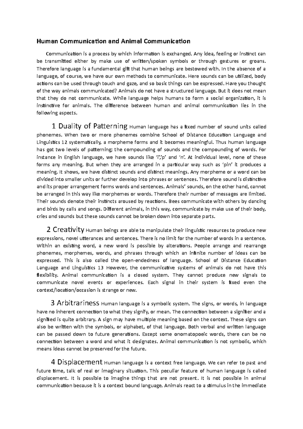 Human Communication and Animal Communication - Human Communication and ...