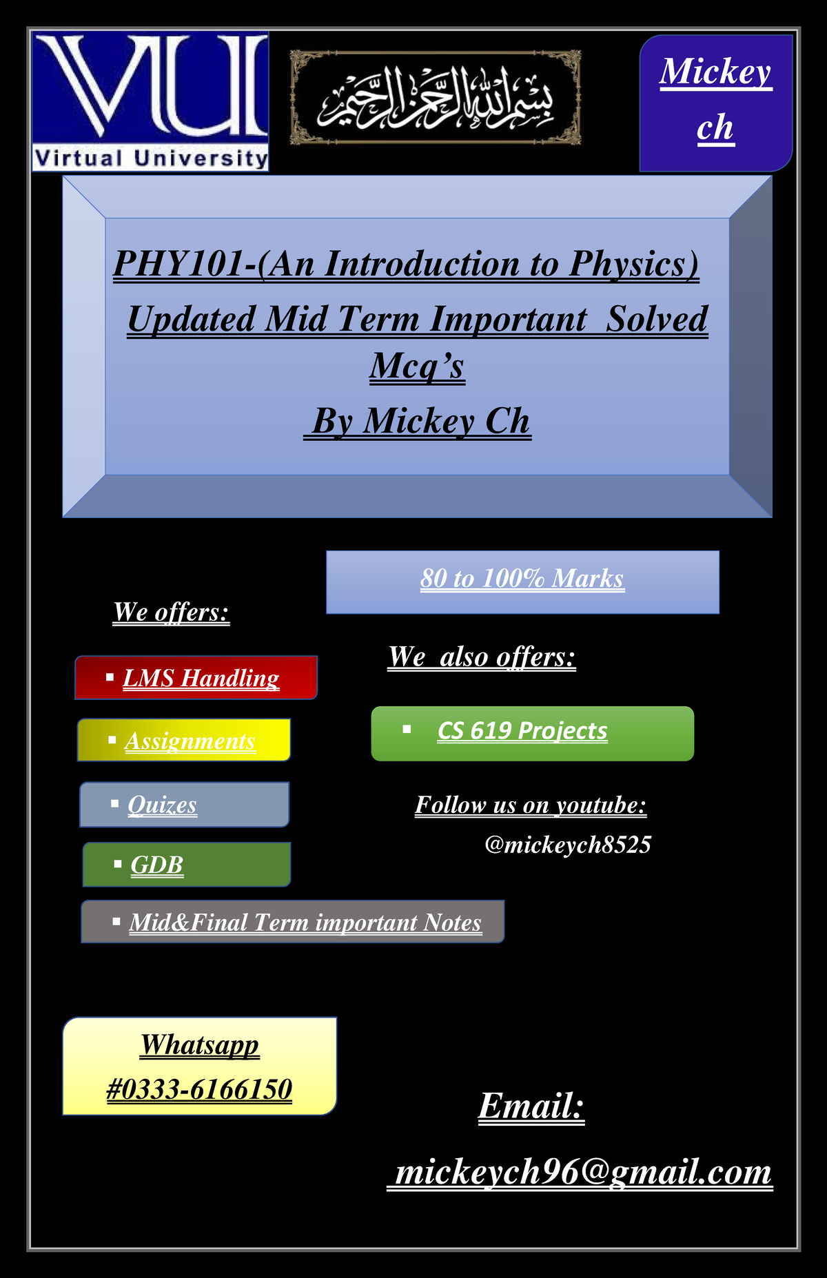 PHY101-Updated Mid Term Solved Mcqs By Mickey Ch - PHY101-(An Introduction to Physics) Updated ...