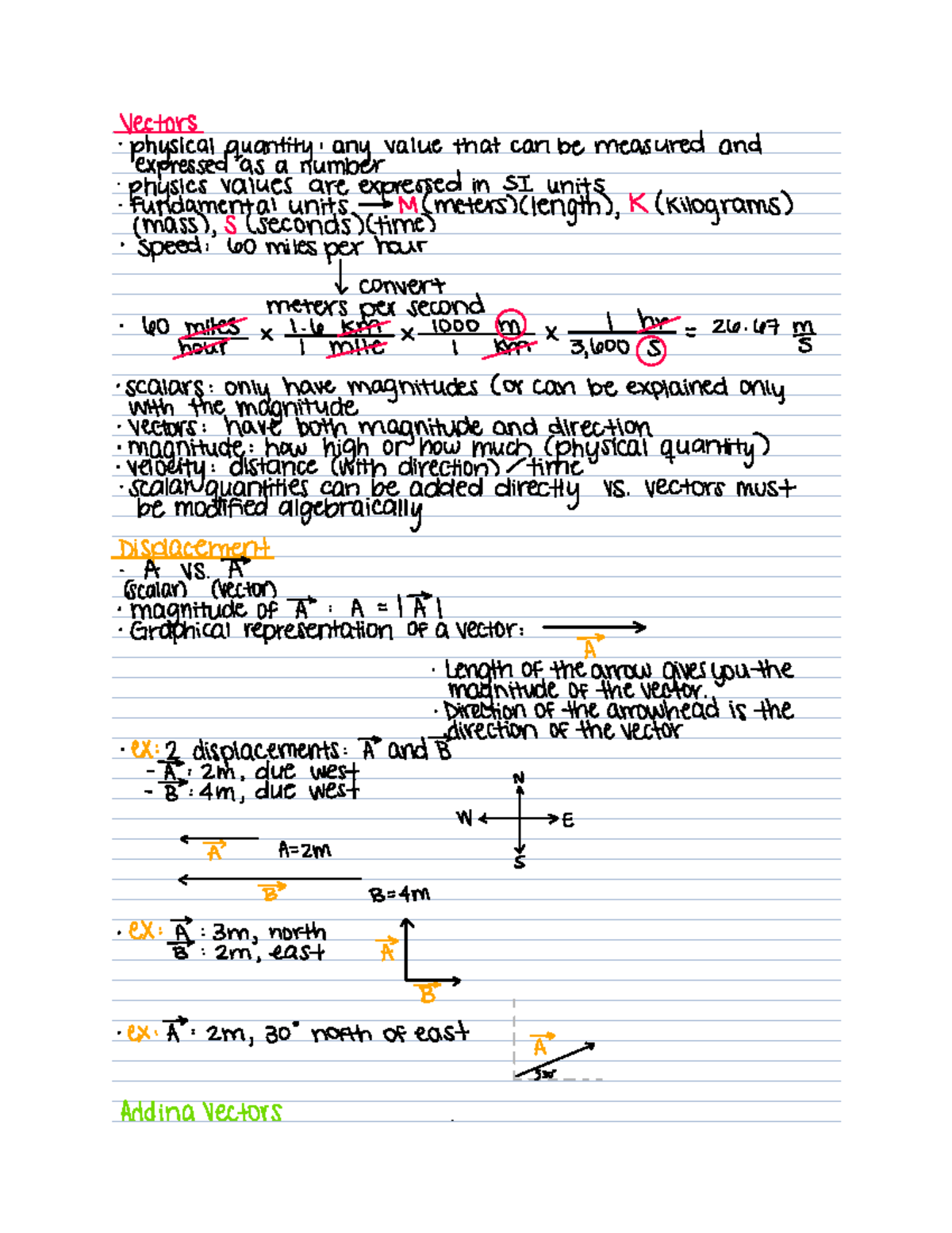 Chapter 1 - Vectors - Lecture notes 1 - Vectors physical quantity ...
