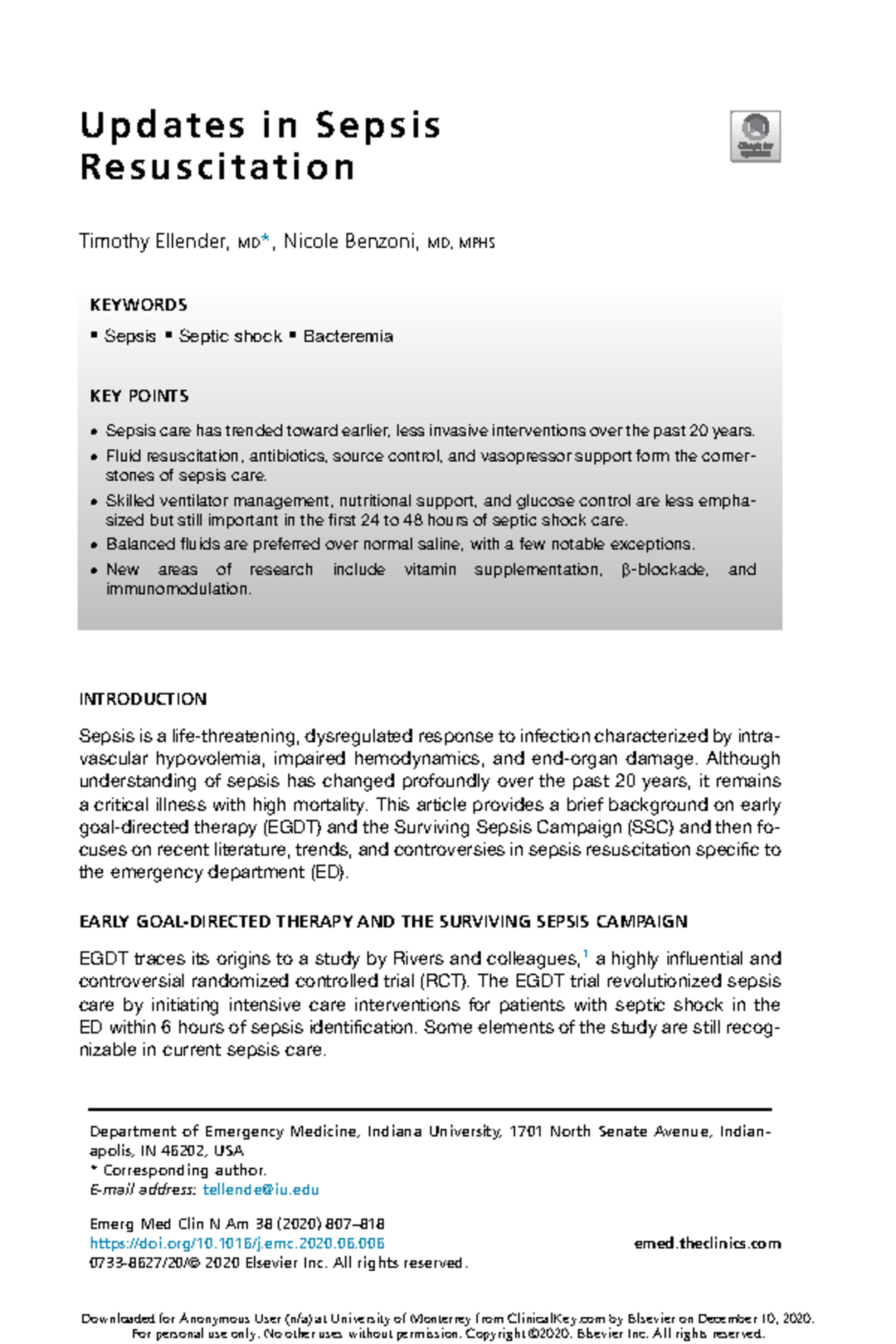 1-s2 - PAPER REVIEW - U p d a t e s i n S e p s i s R e s u s c i t a t ...