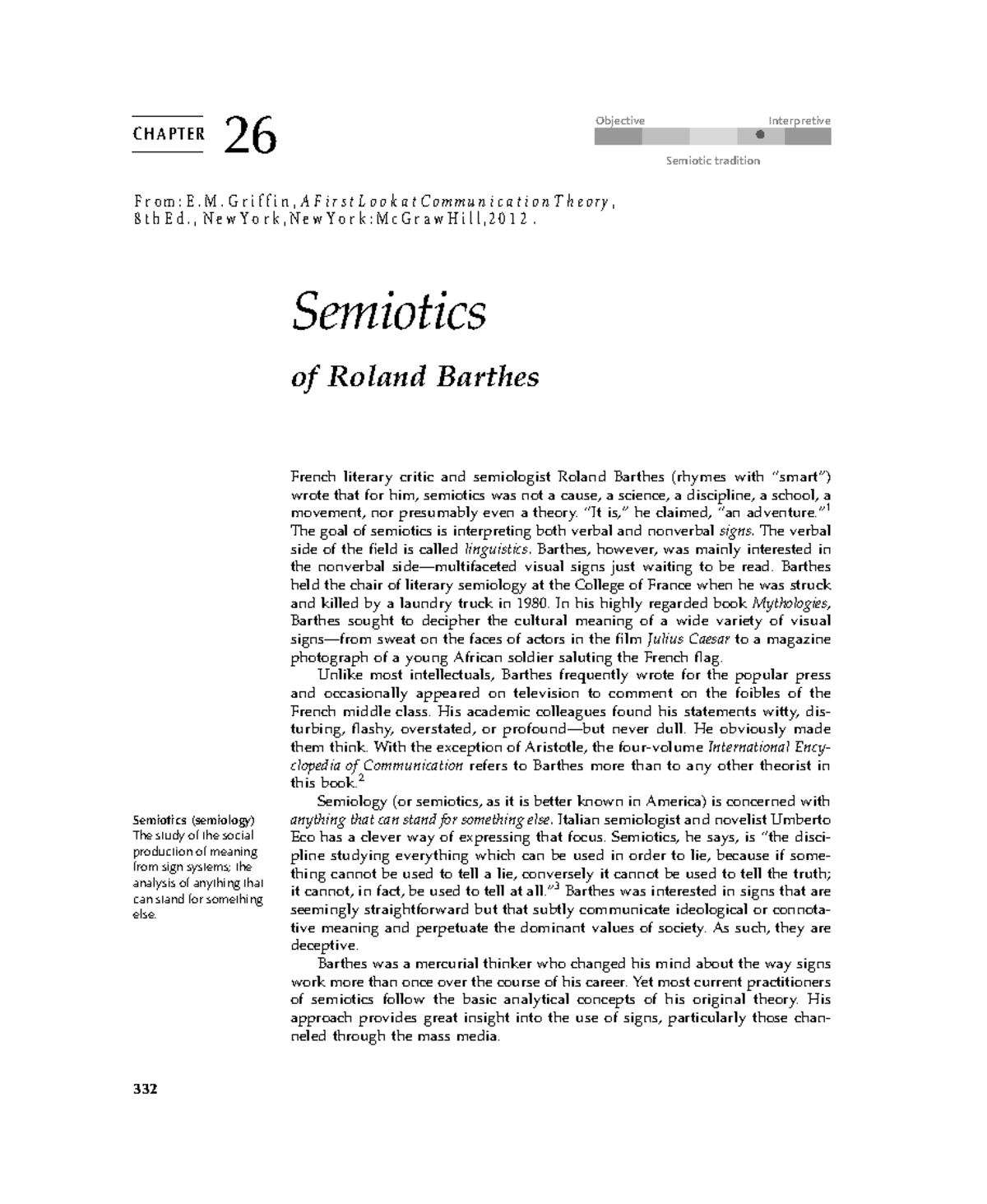 22-Barthes-Semiotics - 332 26 C H A P T E R Semiotics of Roland Barthes ...