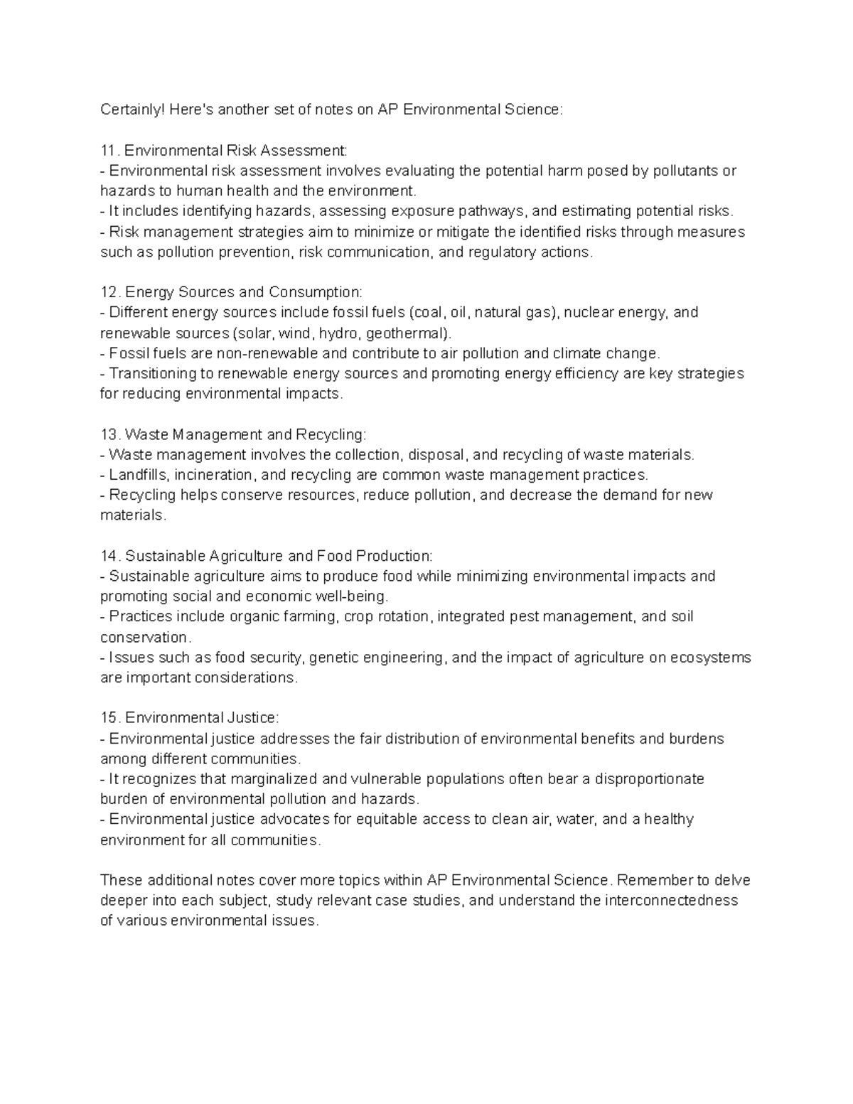 3 - Science - Certainly! Here's another set of notes on AP ...