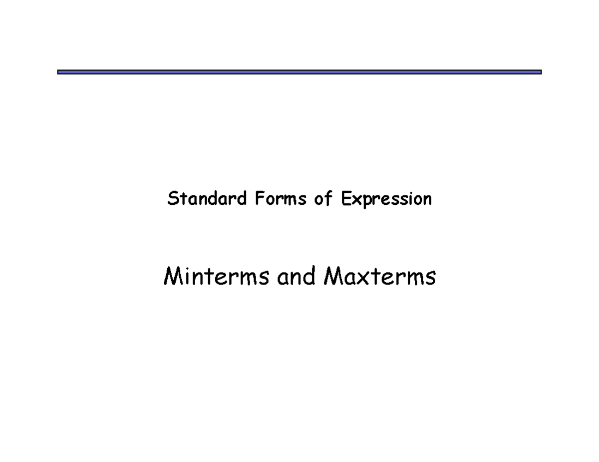 COS1521-notes -minterms maxterms - Standard Forms of Expression ...