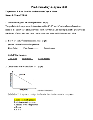 Pre-Lab 3 Determining the concentration of a solution using beers law ...