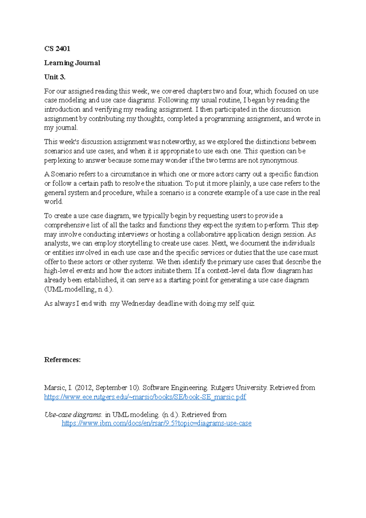Cs 2401 Learning Journal Unit 3 For Our Assigned Reading This Week We Covered Chapters Two
