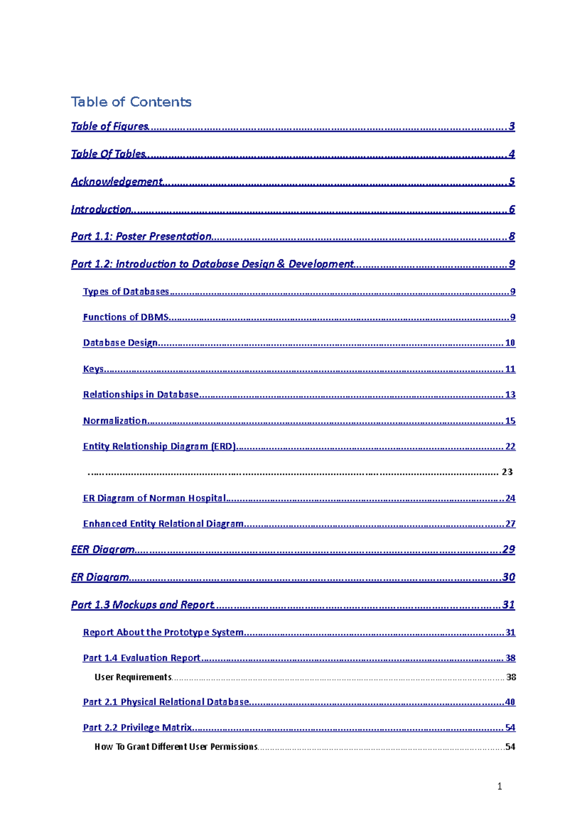 Database Design And Development - Table of Contents Table Of - Studocu
