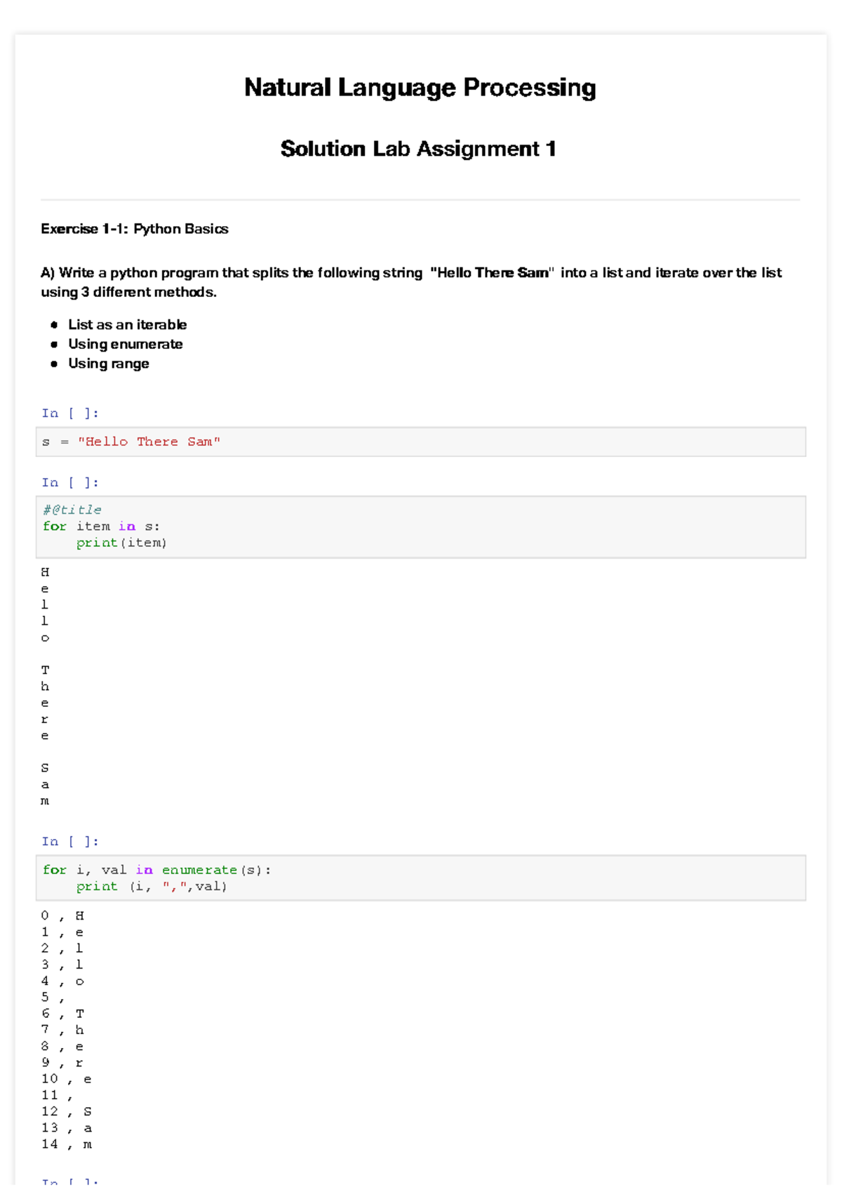 natural language processing Lab 1 Solution - Natural Language ProcessingNatural Language ...