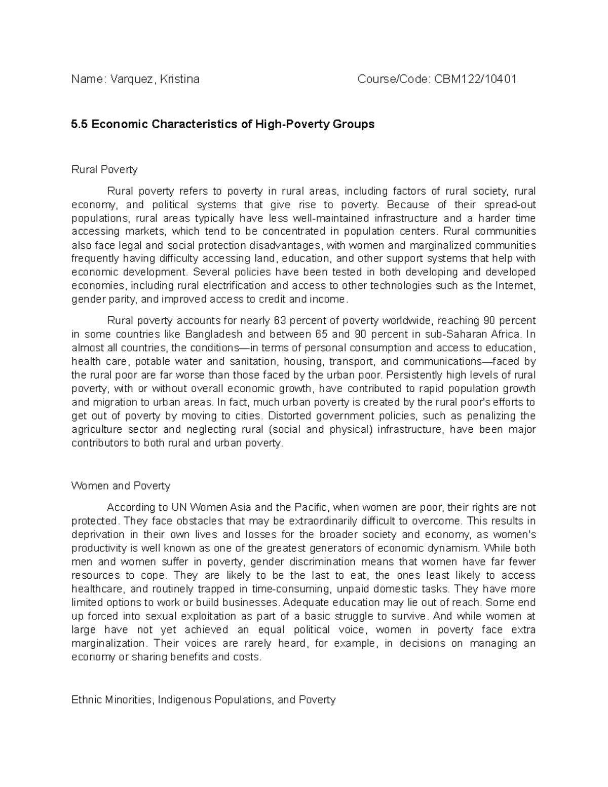 5.5 to 5.7 individual summary - Name: Varquez, Kristina Course/Code: CBM122/ 5 Economic - Studocu