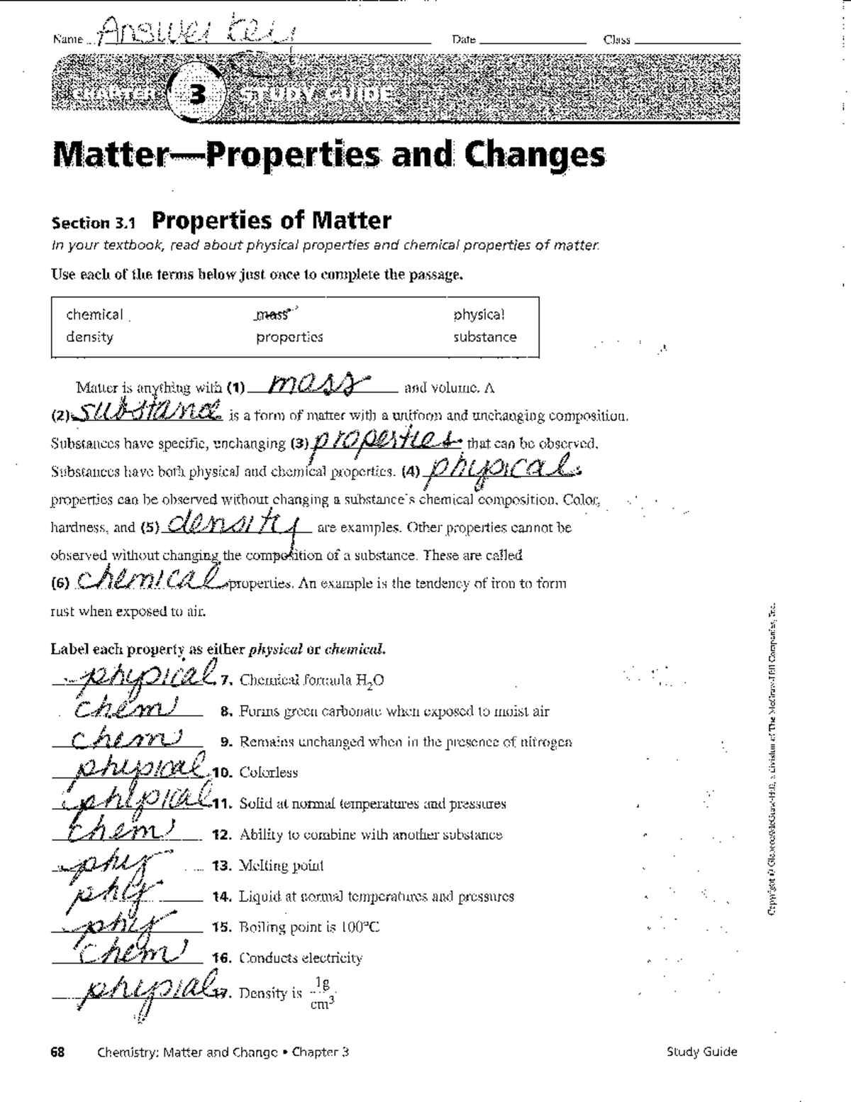 Matter study guide ans key - BS Psychology - Studocu