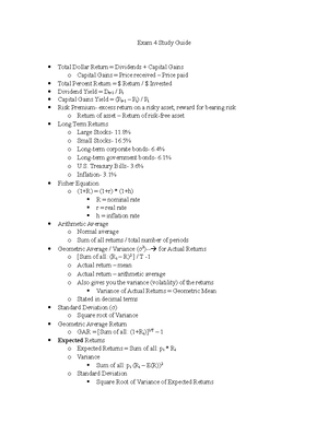 Exam 2 Study Guide- Bidisha Chakrabarty - FIN 3010 Exam 2 Study Guide ...