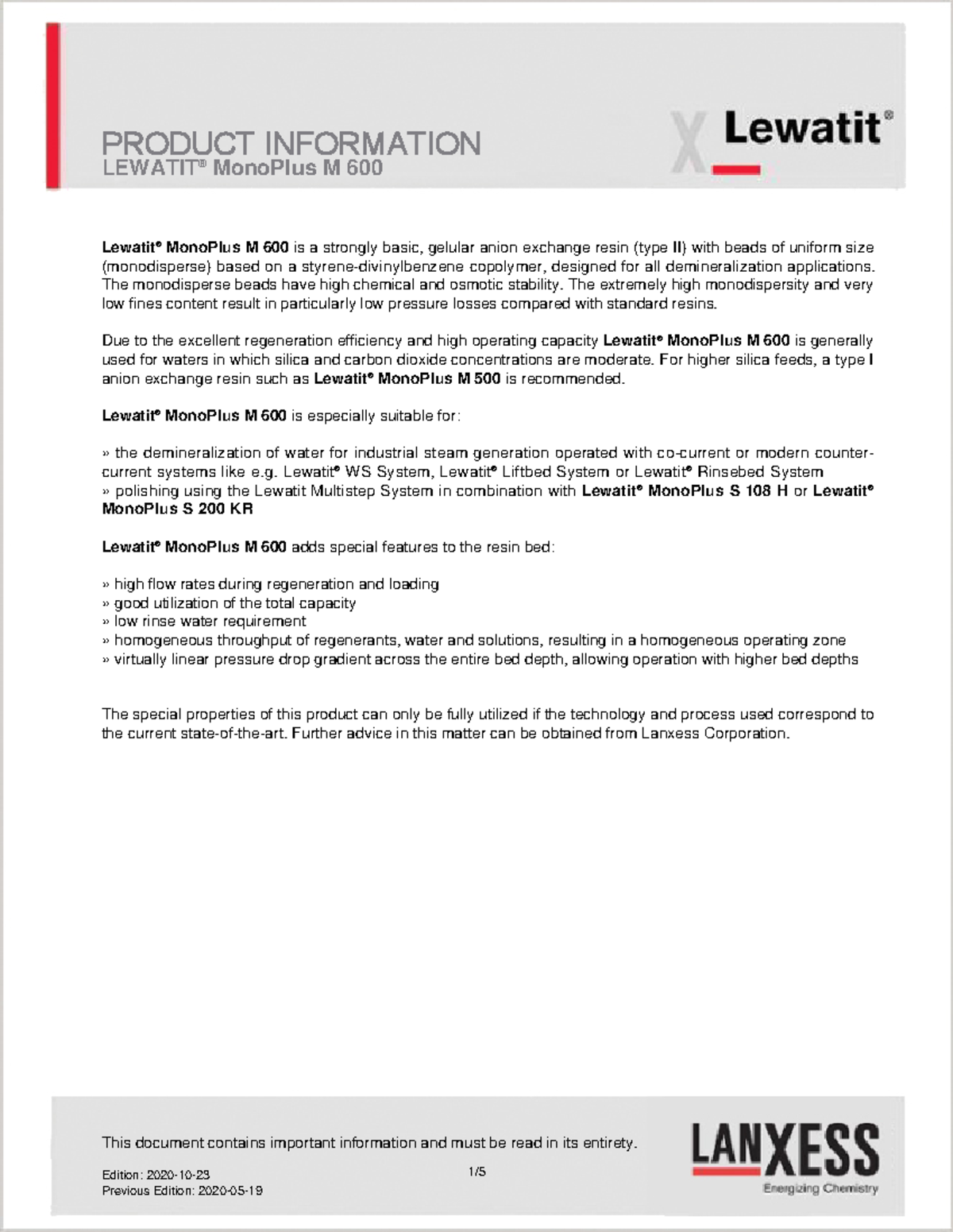 05274826-AEN - LEWATIT MONOPLUS M600 - 1/ This document contains ...