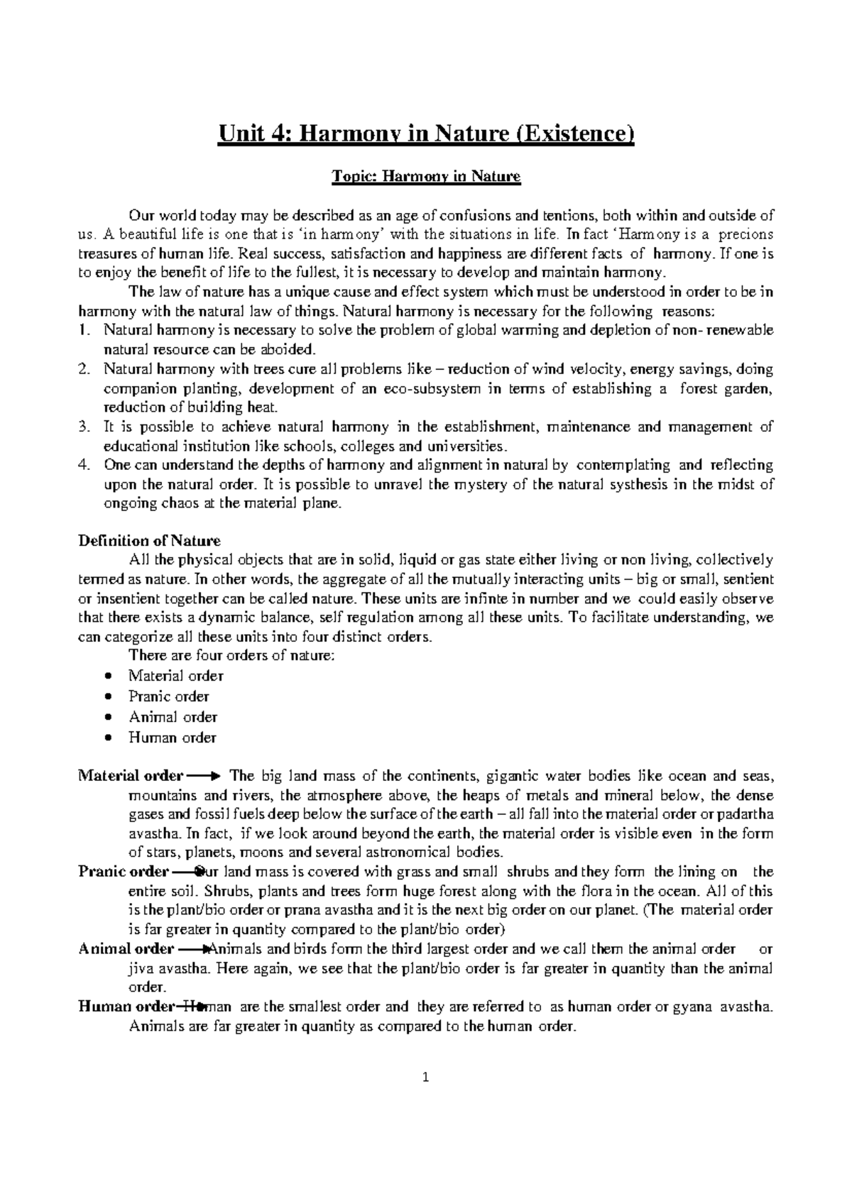UNIT-IV-notes - AI NOTES - Unit 4: Harmony in Nature (Existence) Topic ...