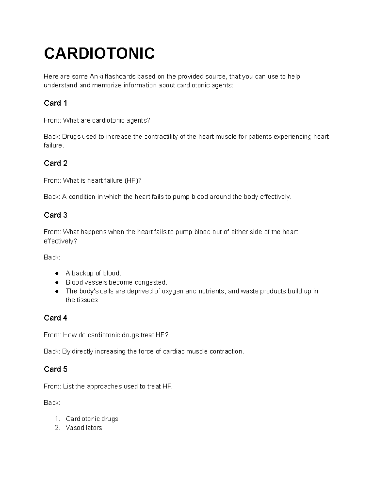 Flashcards - Henshshbsns - CARDIOTONIC Here are some Anki flashcards ...