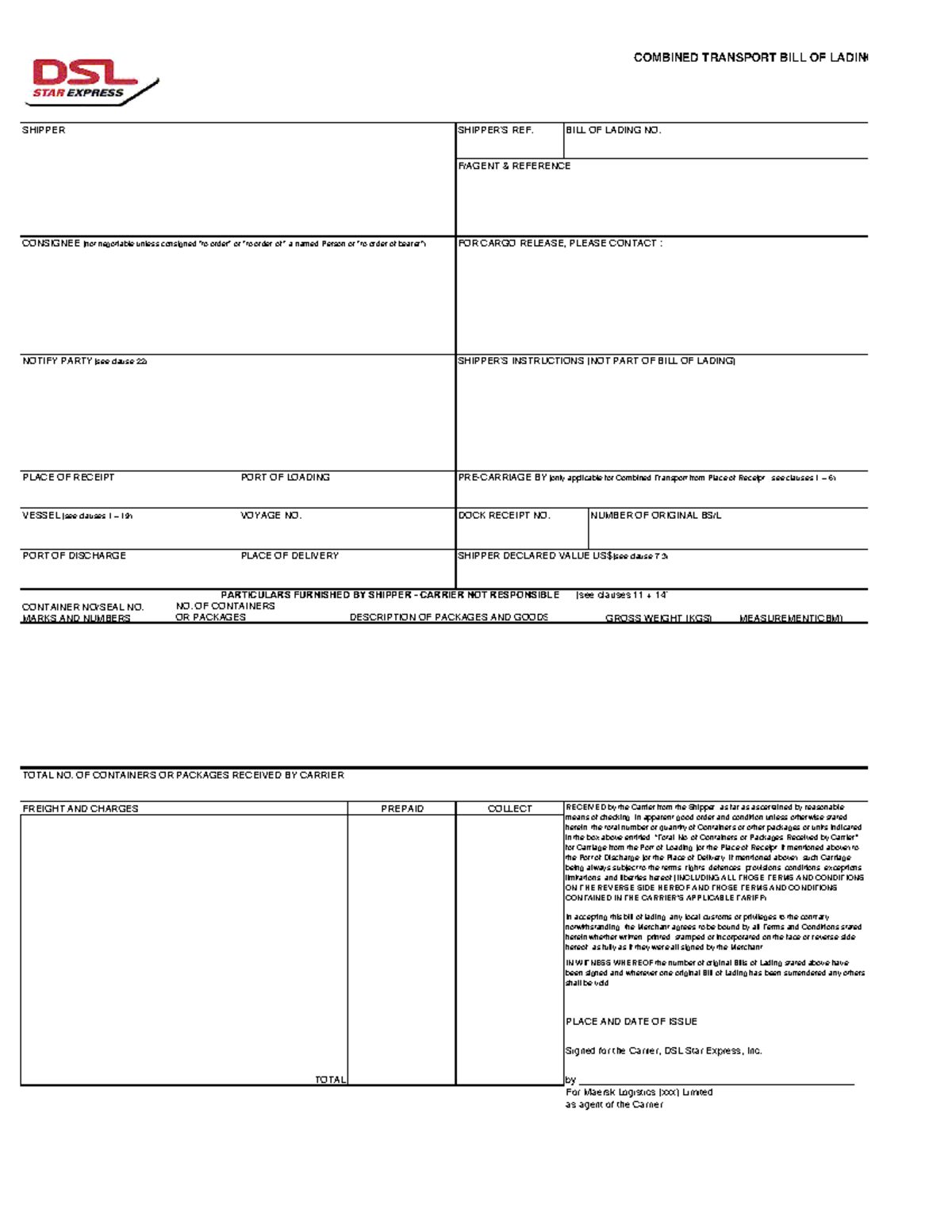Multimodal B - SHIPPER'S REF. CONTAINER NO/SEAL NO AND NUMBERS NO. OF ...