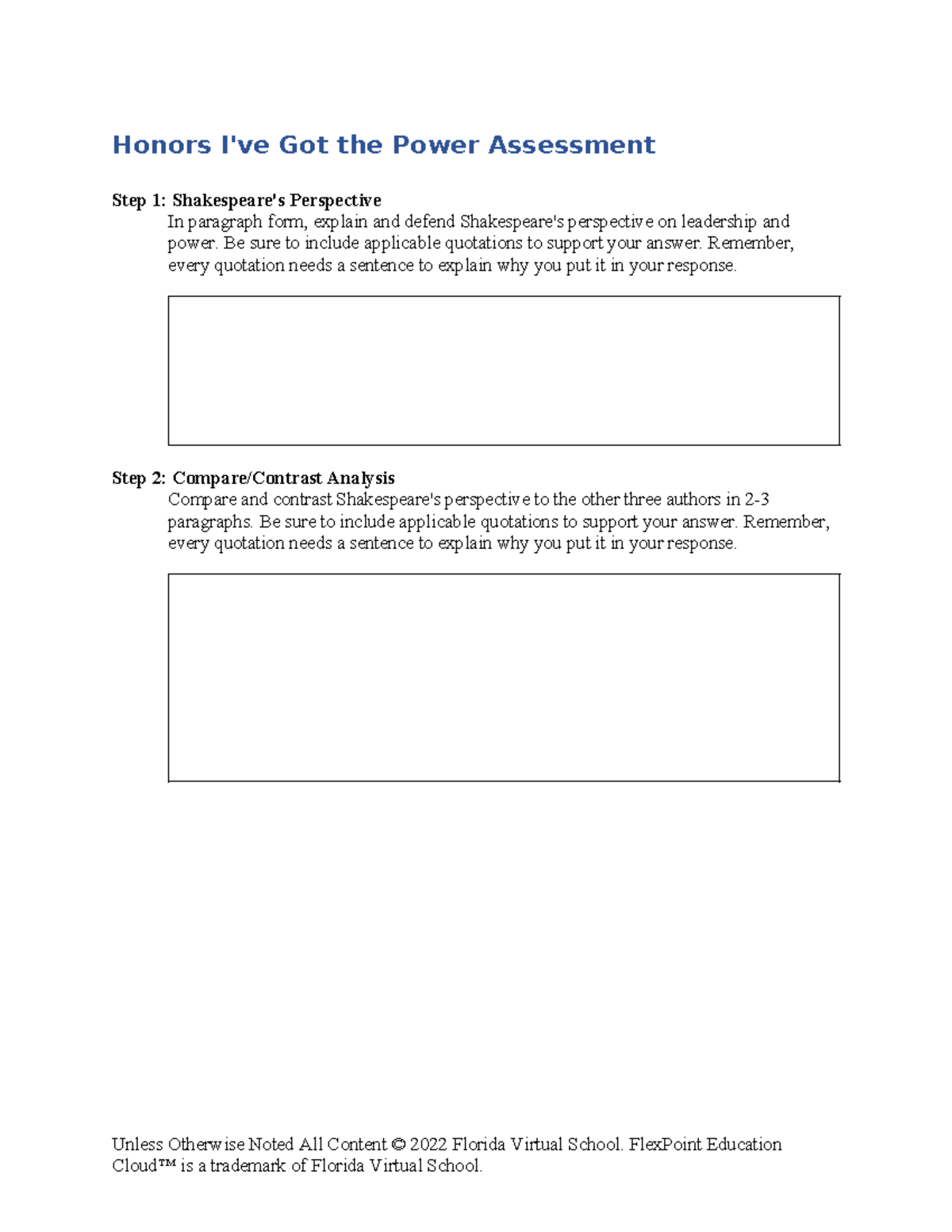 Honors ive got the power assess rubric - Honors I've Got the Power ...