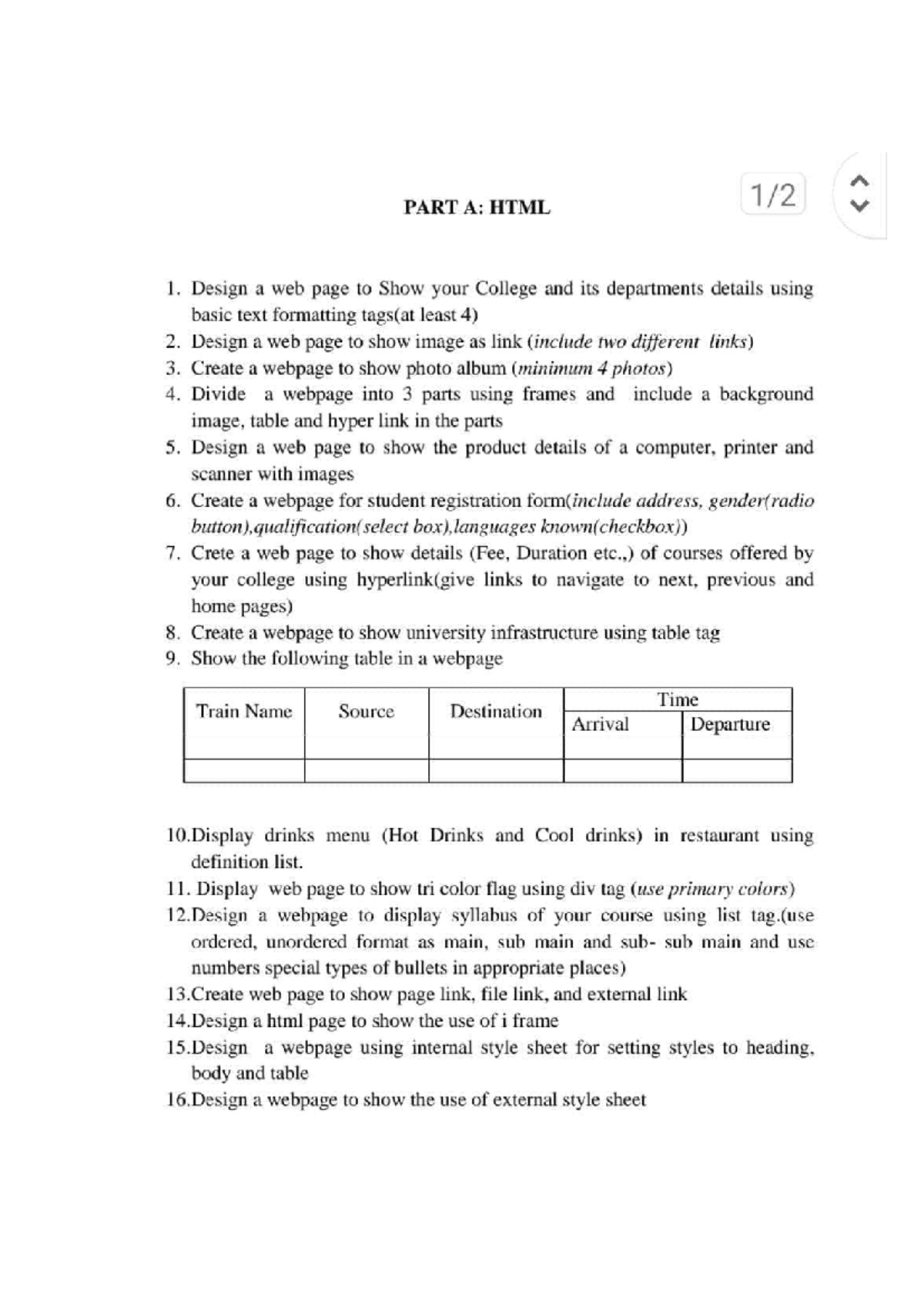 HTML LAB WORK (this material include questions, code, output) - Bsc. Computer science - Studocu