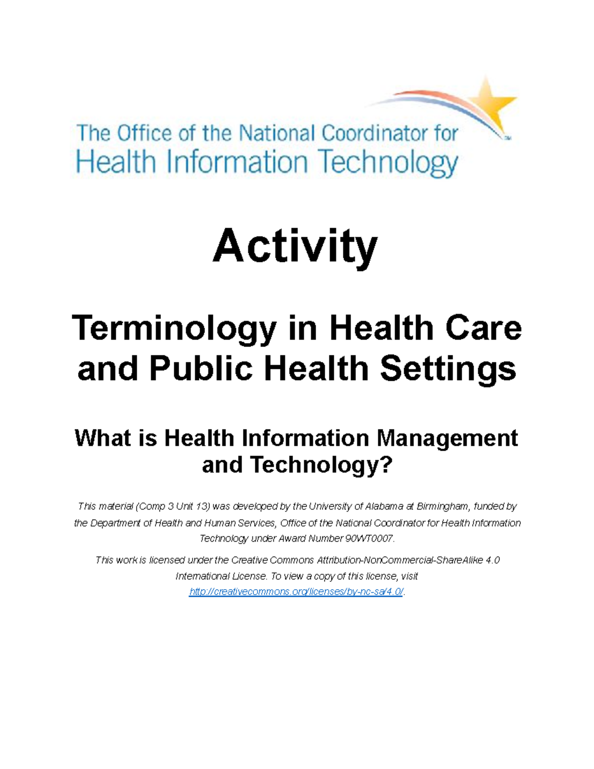 Healthcare Terminology Activity - ! Activity Terminology in Health Care ...