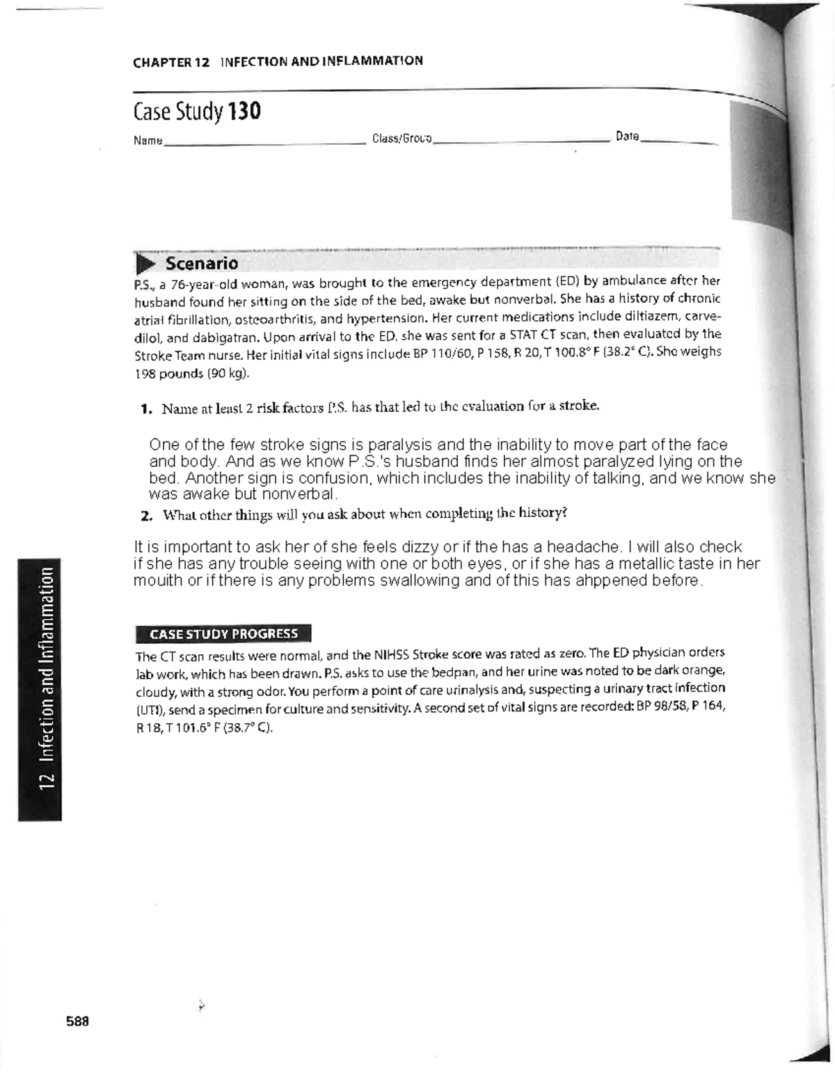 SIM Case Study Sepsis - One of the few stroke signs is paralysis and ...